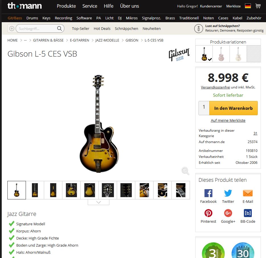 2013 Gibson L-5 CT ("George Gobel") Custom Shop "Crimson Edition"