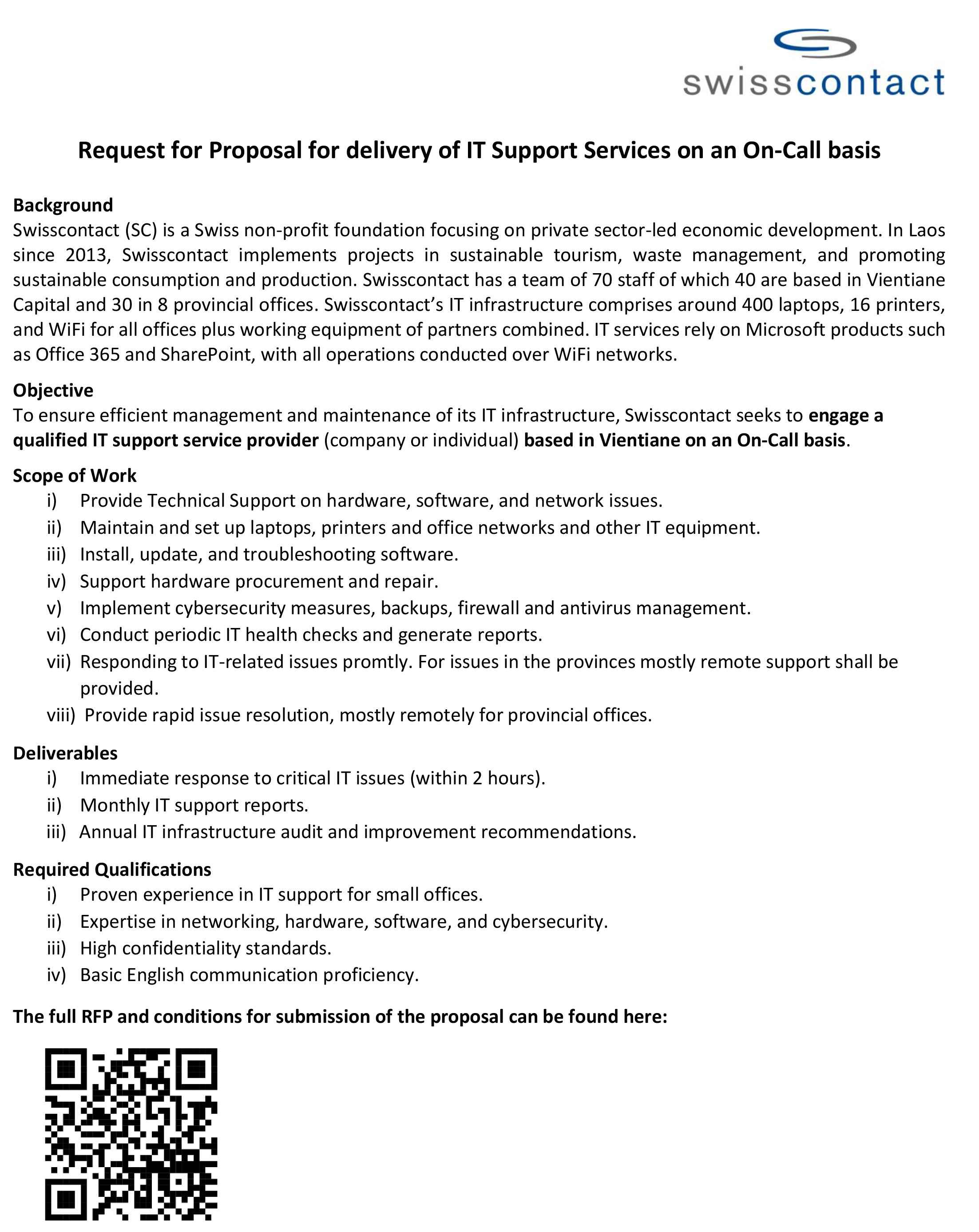 Request for Proposal for delivery of IT Support Services on an On-Call ...