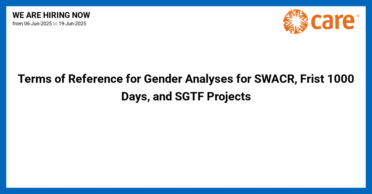 Terms of Reference for Gender Analyses for SWACR, Frist 1000 Days, and ...