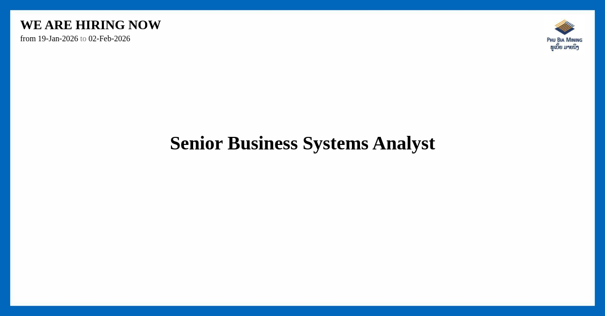 Senior Business Systems Analyst