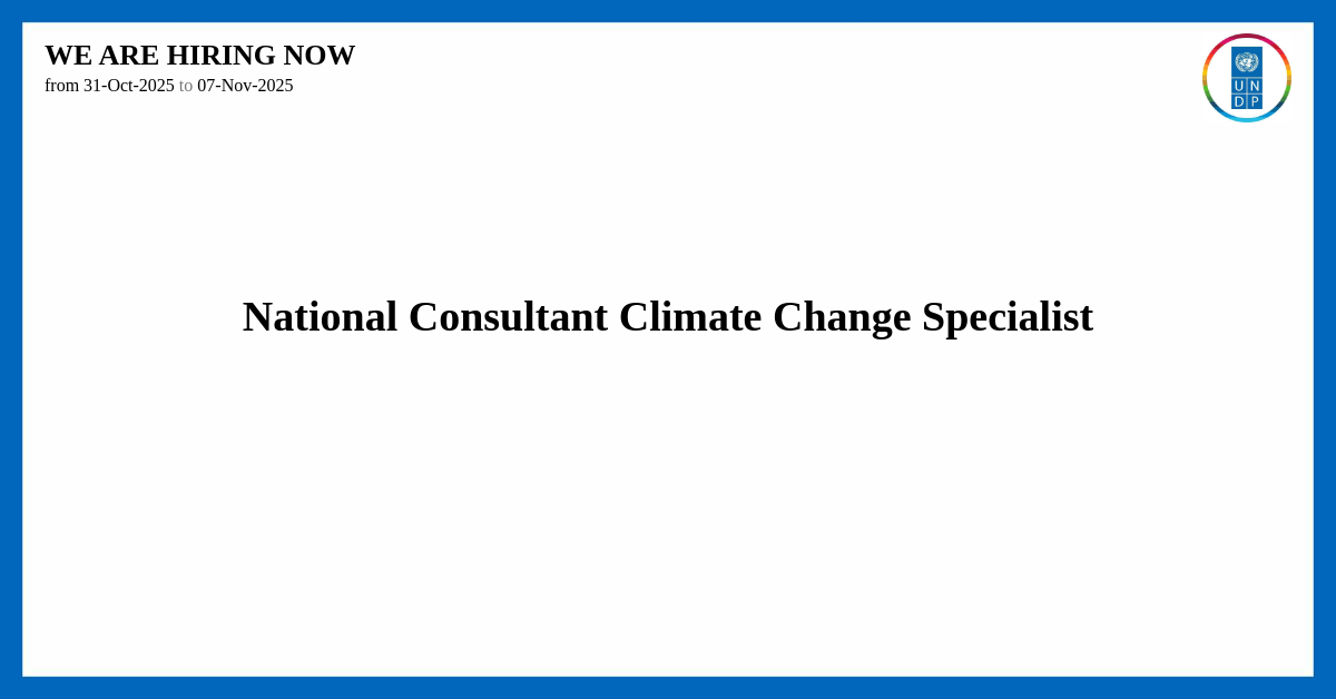 National Consultant Climate Change Specialist