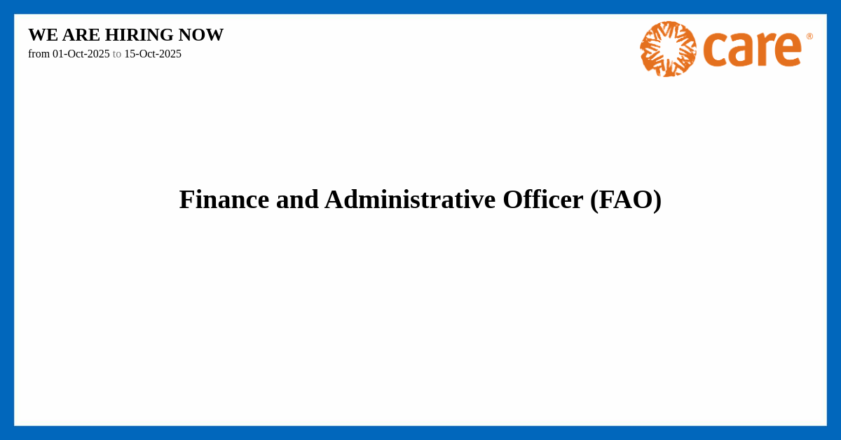 Finance and Administrative Officer (FAO)