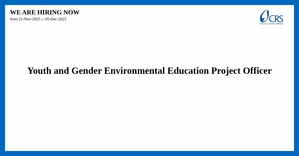 Youth and Gender Environmental Education Project Officer