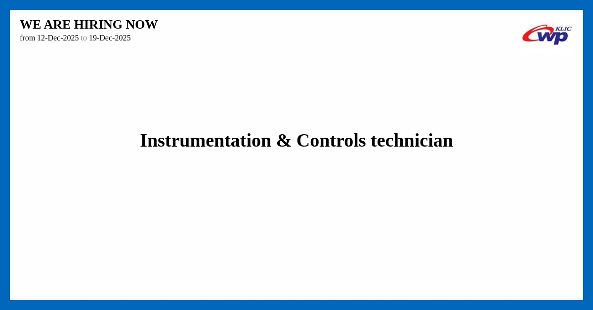 Instrumentation & Controls technician