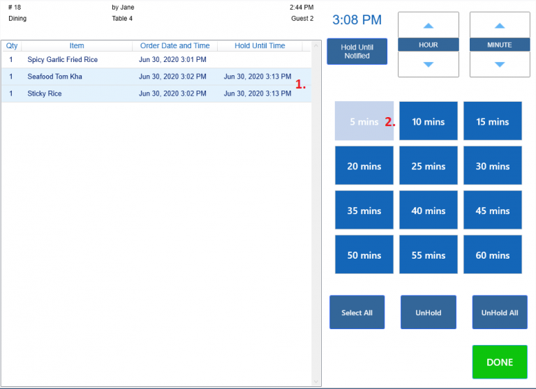 Hold Item Feature – 4Soft POS