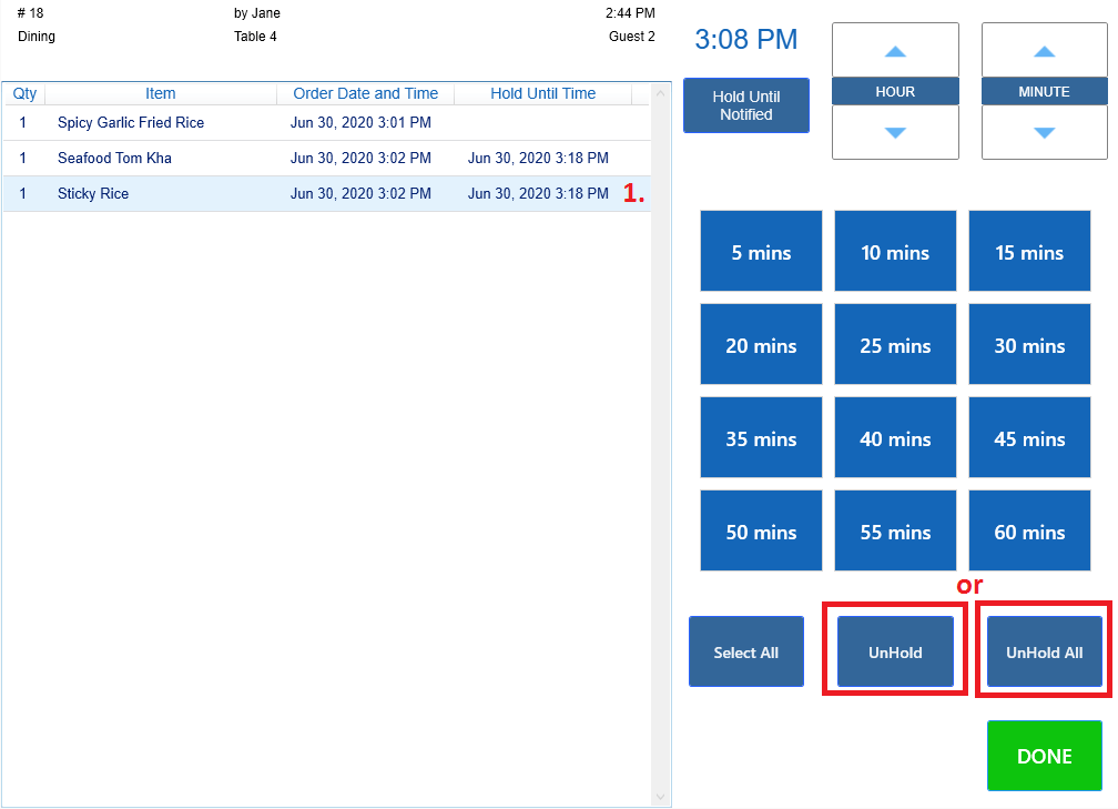 Hold Item Feature – 4Soft POS