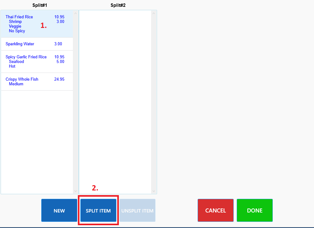 Split Order and Split Item Feature – 4Soft POS