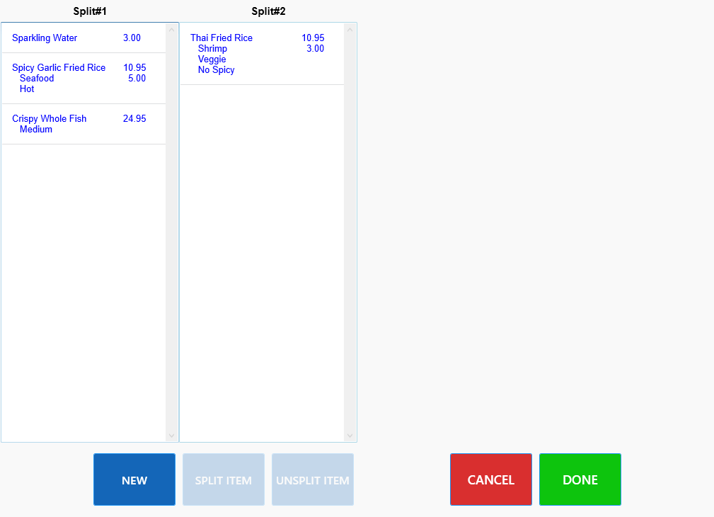 Split Order and Split Item Feature – 4Soft POS
