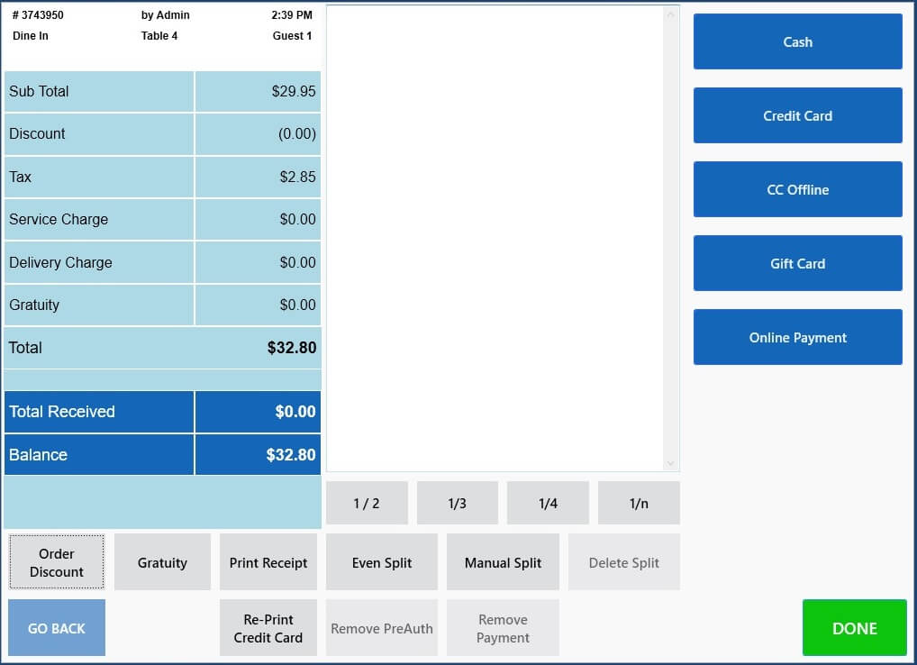 Order Payment – 4Soft POS