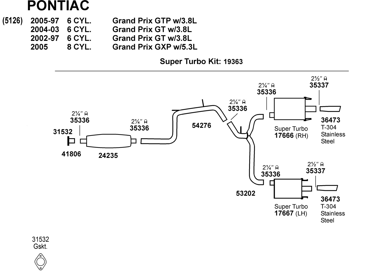 Dynomax 19363 Dynomax Super Turbo Dual System