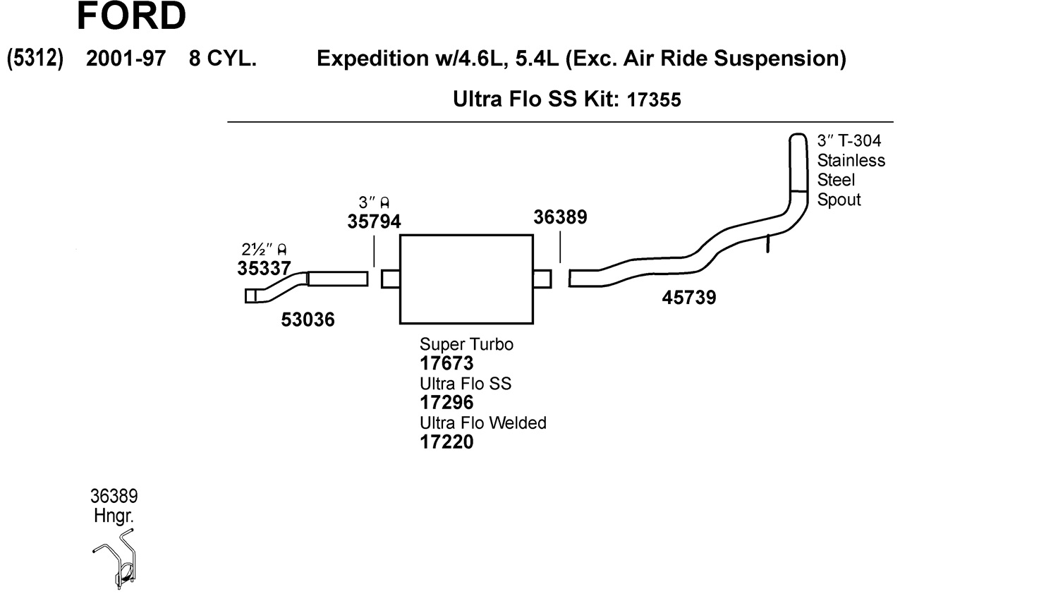 Dynomax 17355 Dynomax Ultra Flo SS Single System