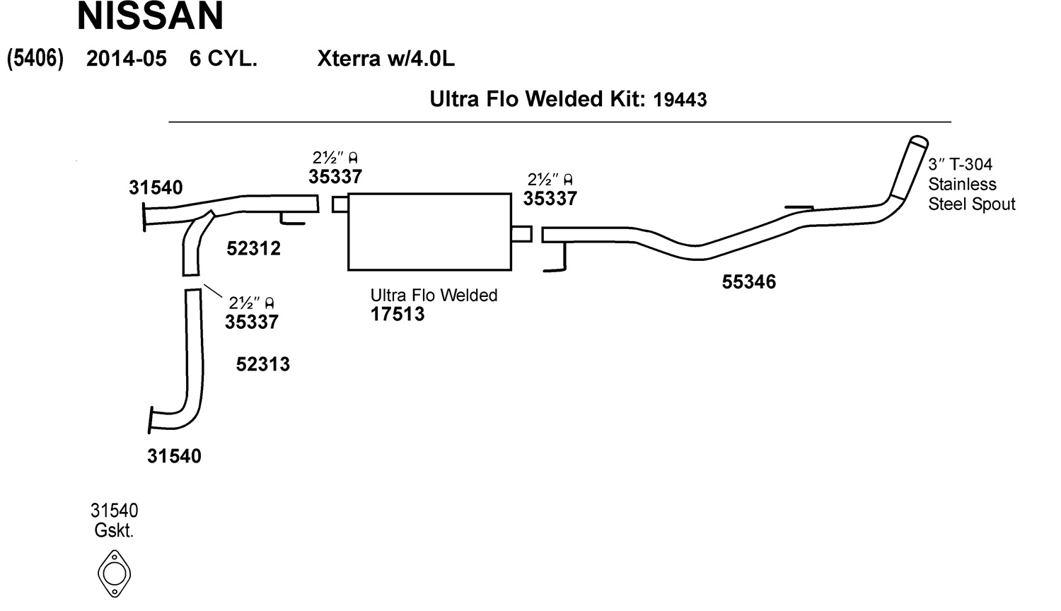 Dynomax 19443 Dynomax Ultra Flo Welded Single System