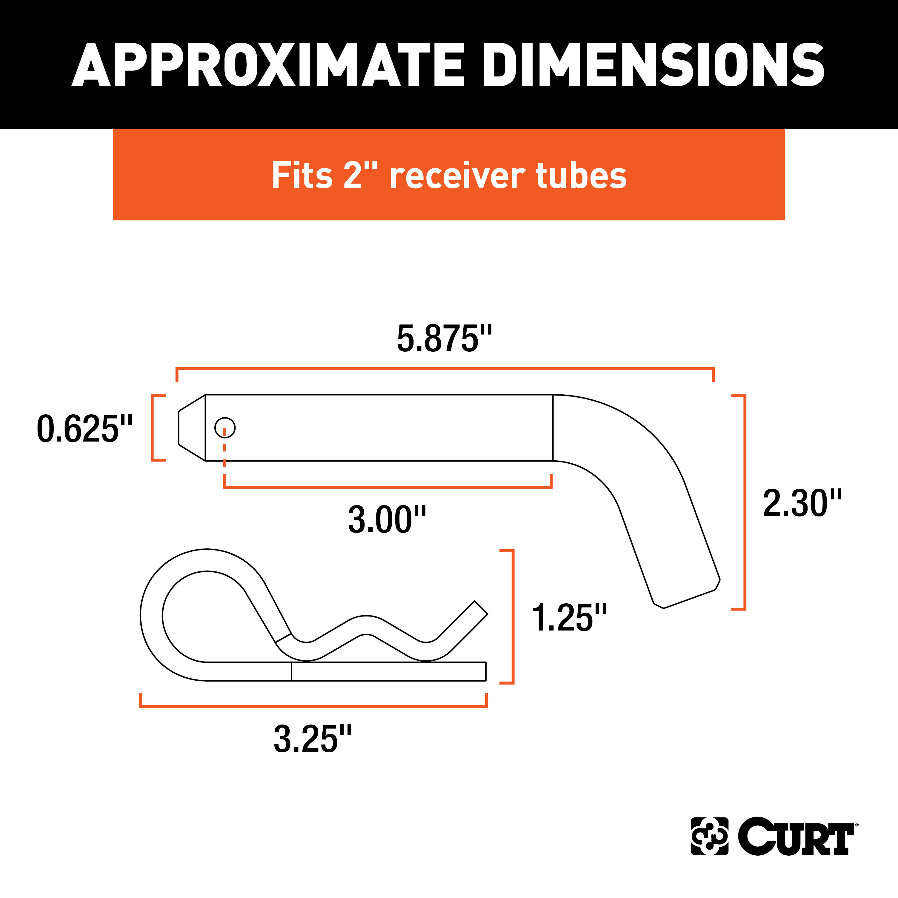 CURT 21500 5/8 Hitch Pin (2 Receiver, Zinc)