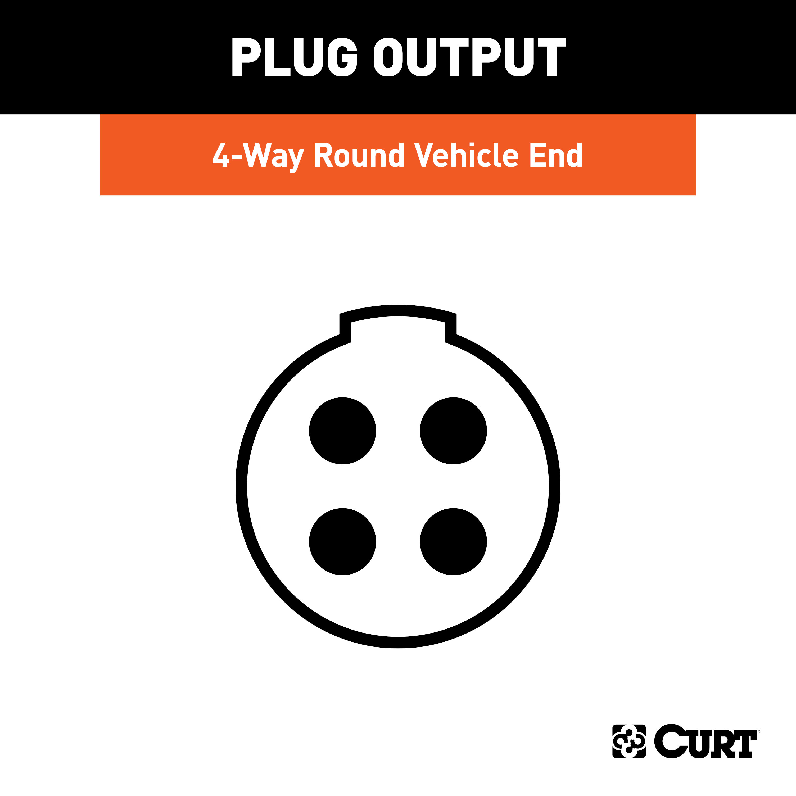 CURT 58070 4-Way Round Connector Socket (Vehicle Side)