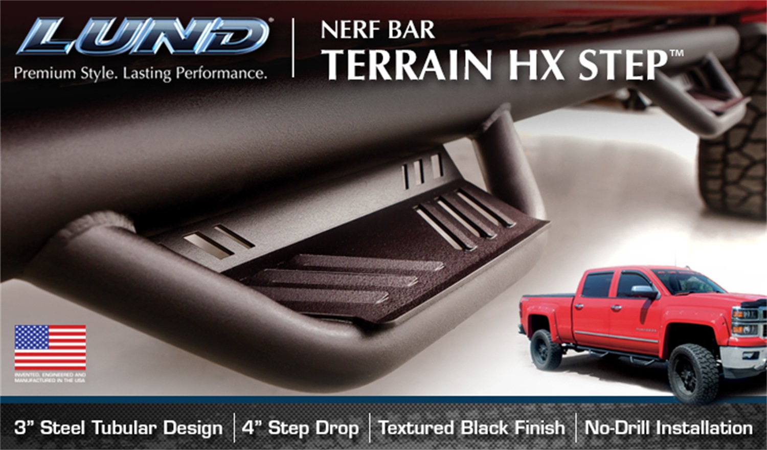 LUND 34641389 Terrain HX Nerf Step Bar Black