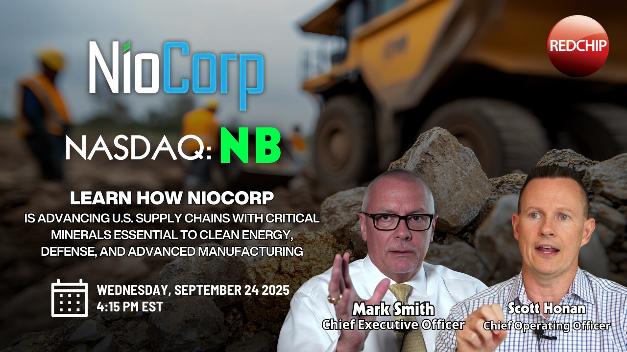 NioCorp to Conduct Live Investor Webcast on September 24, 2025