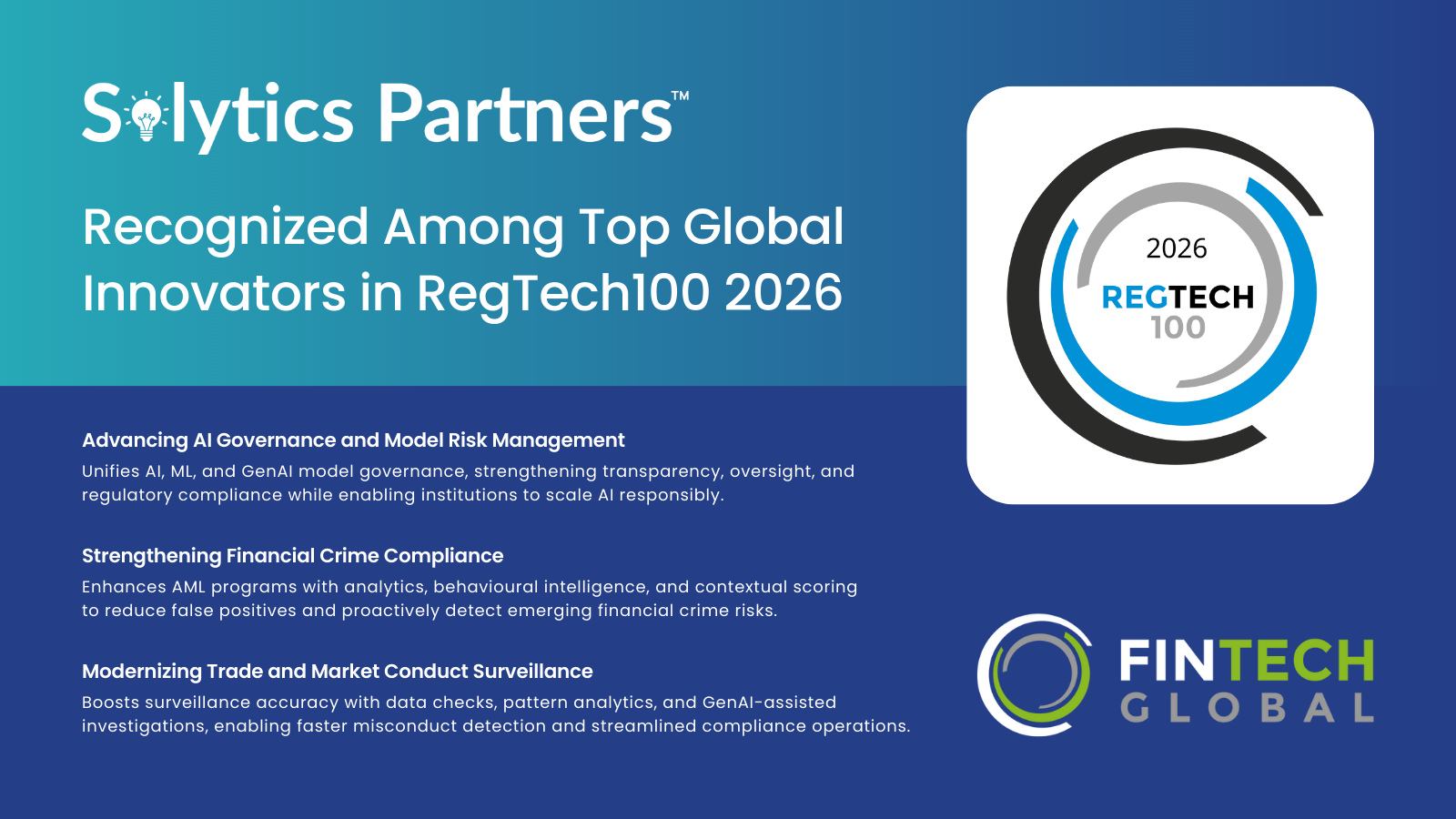 Solytics Partners Named to RegTech100 2026 for Transforming AI ...