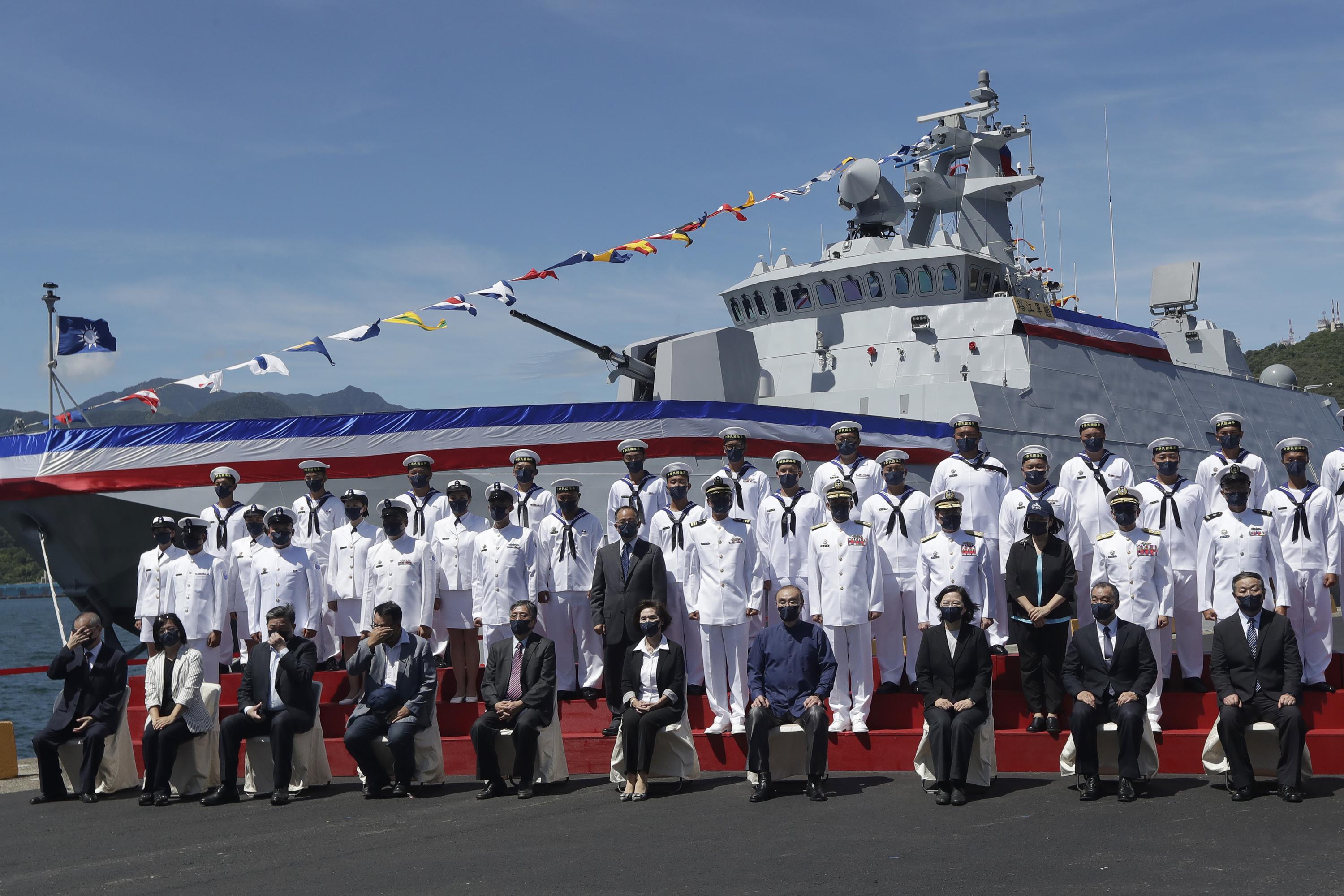 Taiwan's president commissions domestic-made naval warship | AP News
