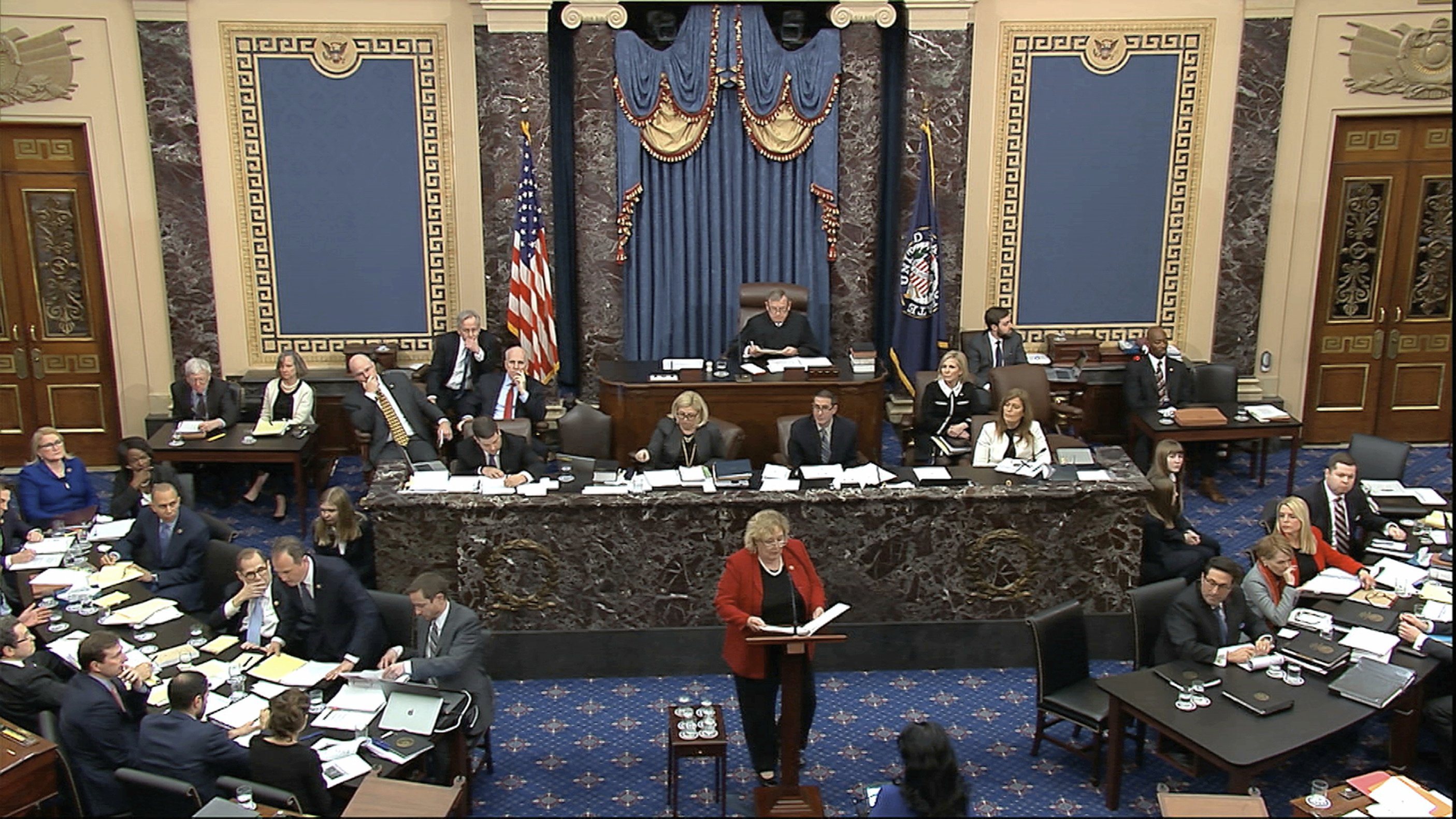 24 hours in, senators flout quaint impeachment rules | AP News