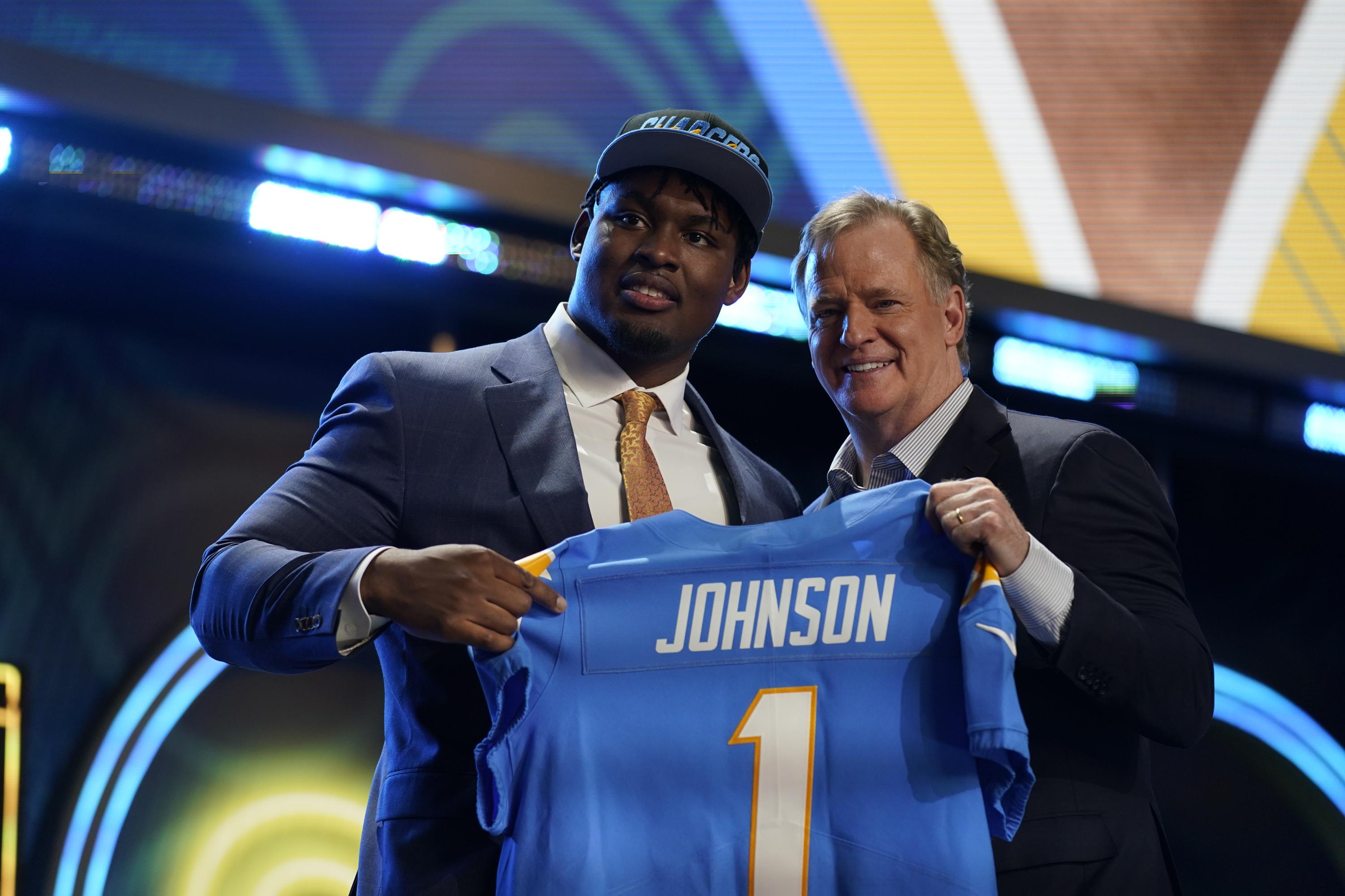 Chargers take offensive lineman Zion Johnson in first round | AP News