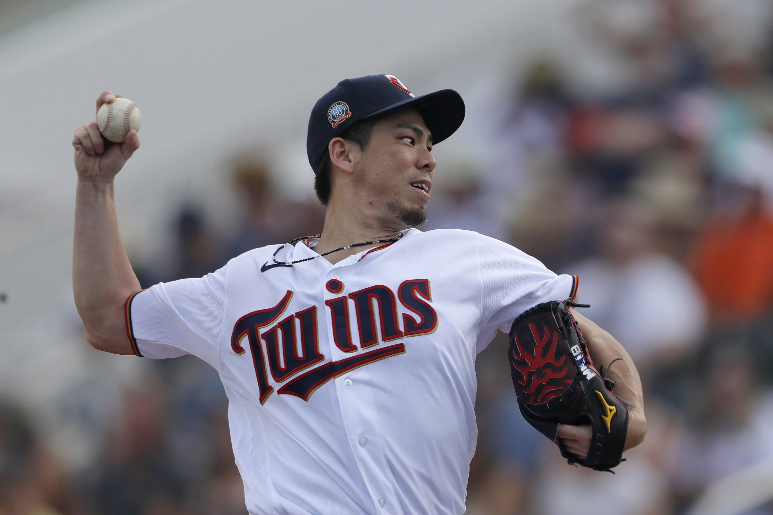 Maeda gives up leadoff HR in 1st start for Twins, settles in | AP News