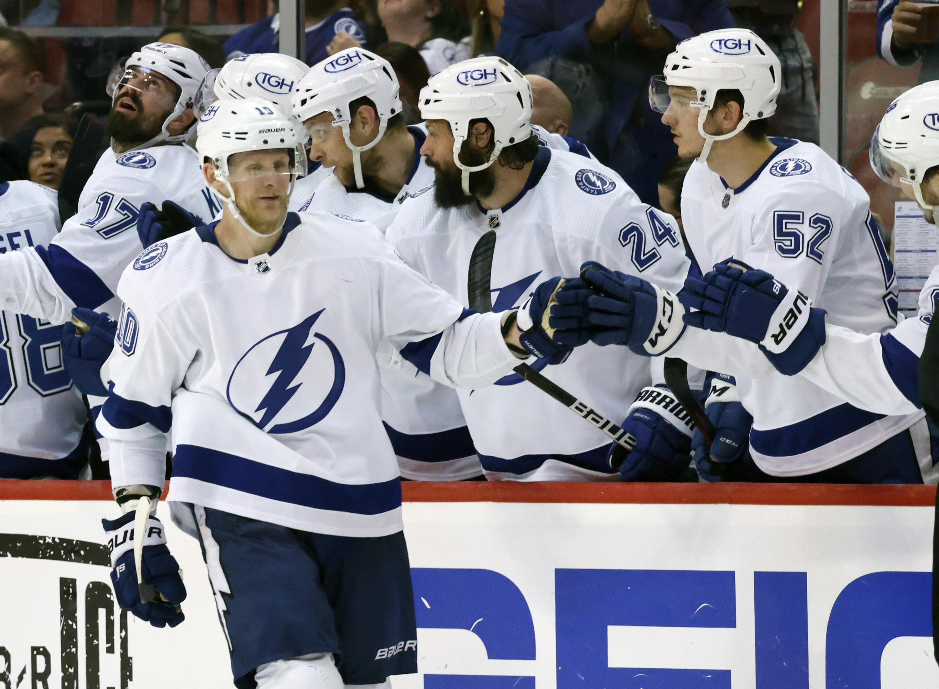 Lightning strike first against Panthers, win 4-1 in Game 1 | AP News