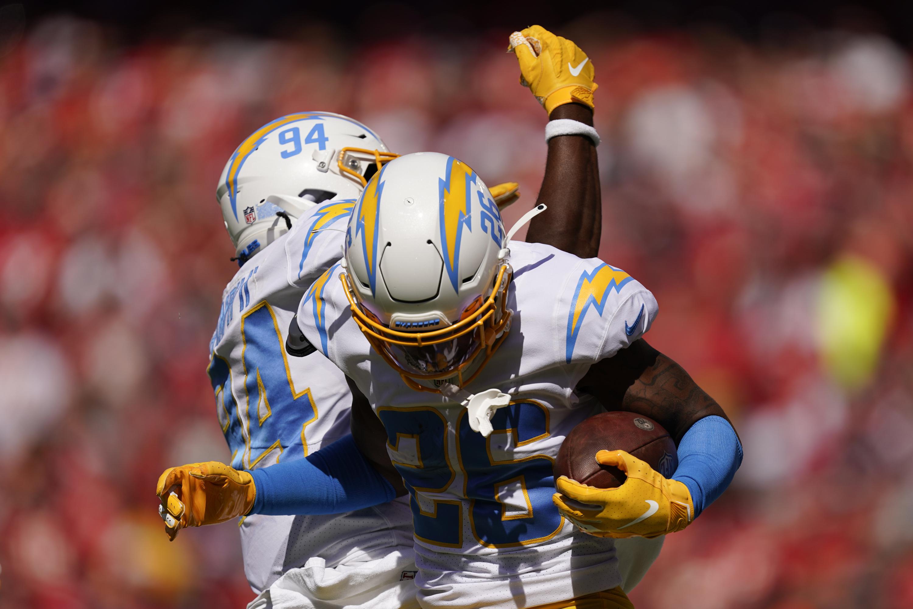 Chargers' defense rising to occasion by forcing takeaways | AP News