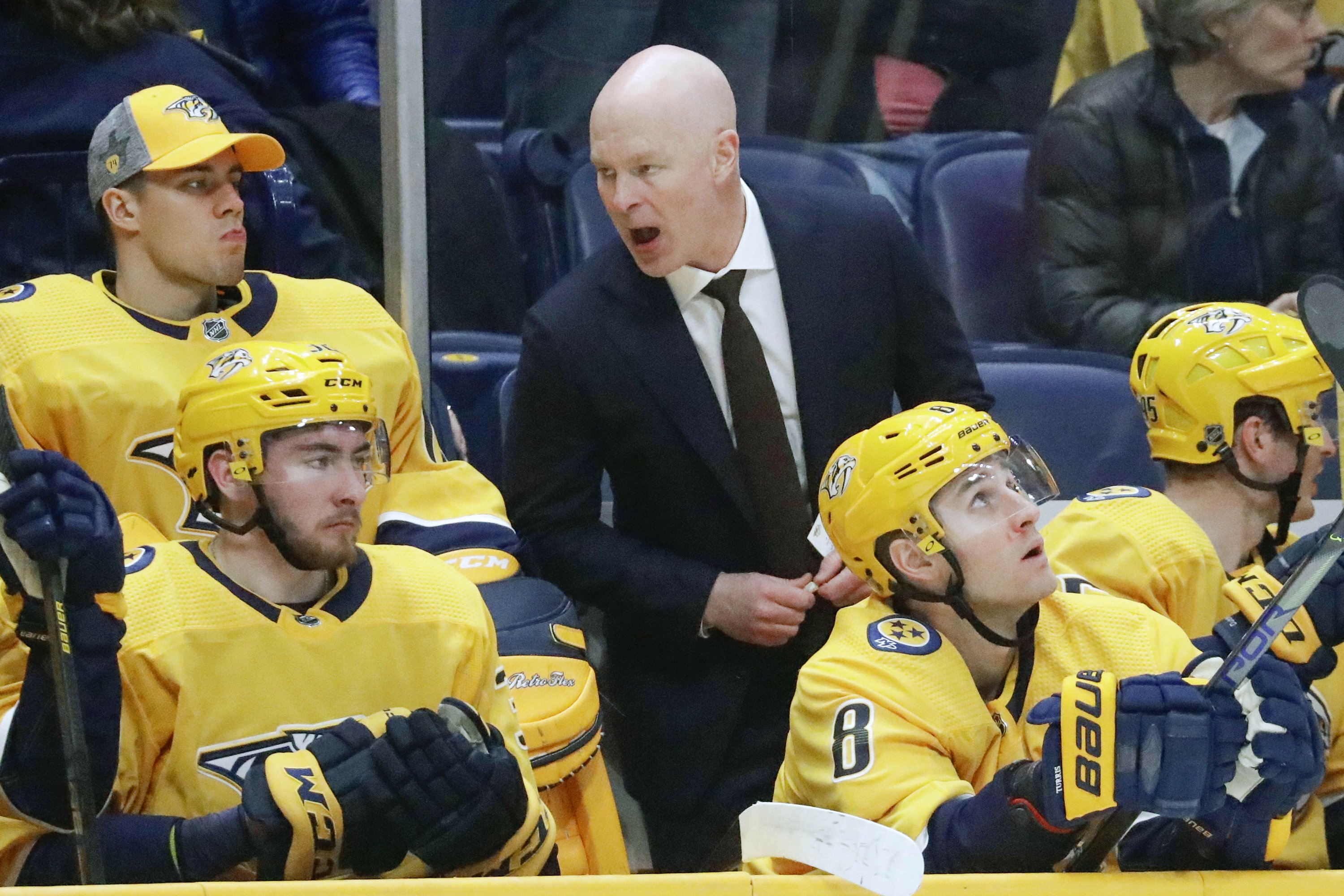 Bruins beat Predators 6-2 to spoil Hynes’ debut as coach | AP News