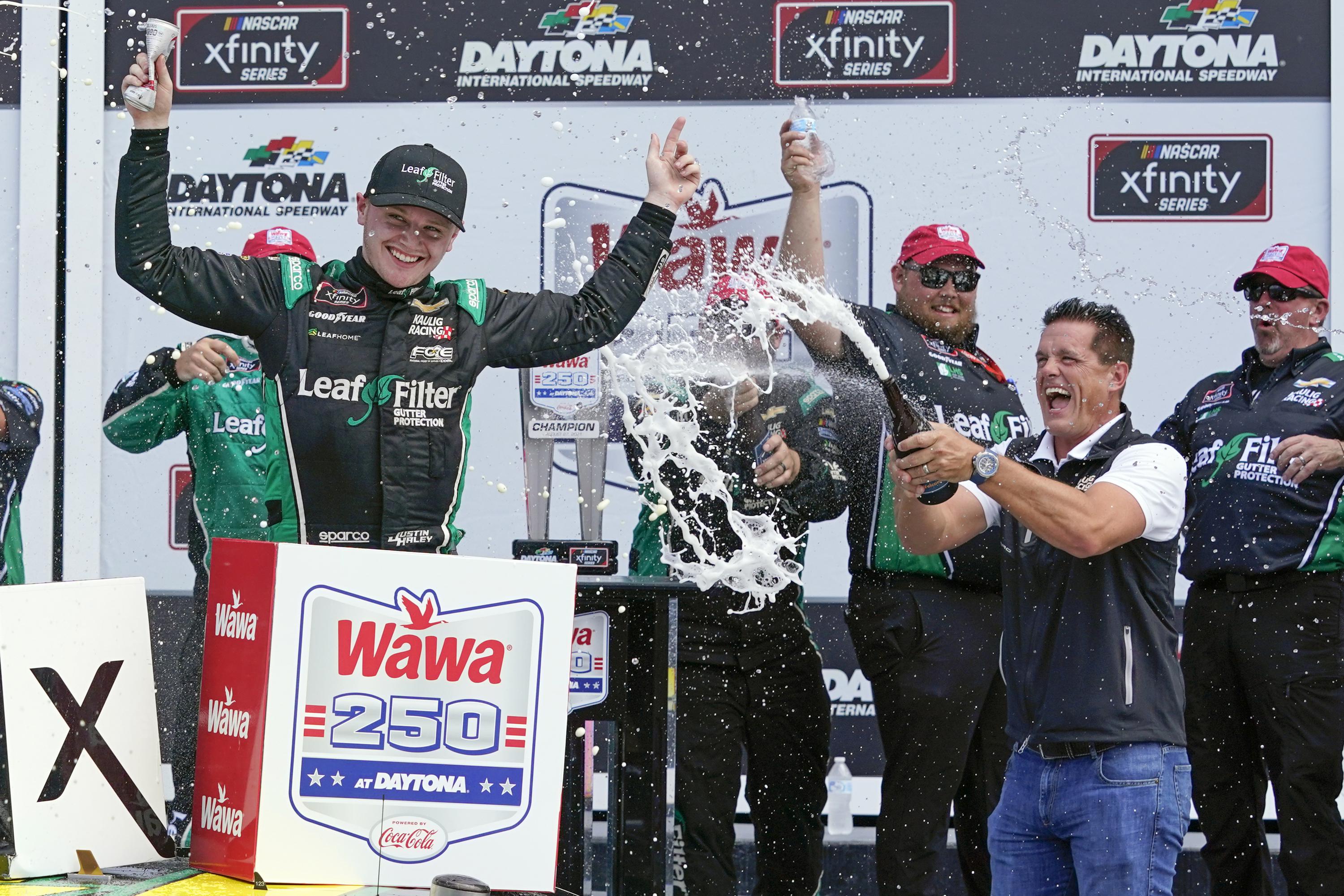 Justin Haley wins Xfinity race, edging teammates at Daytona | AP News