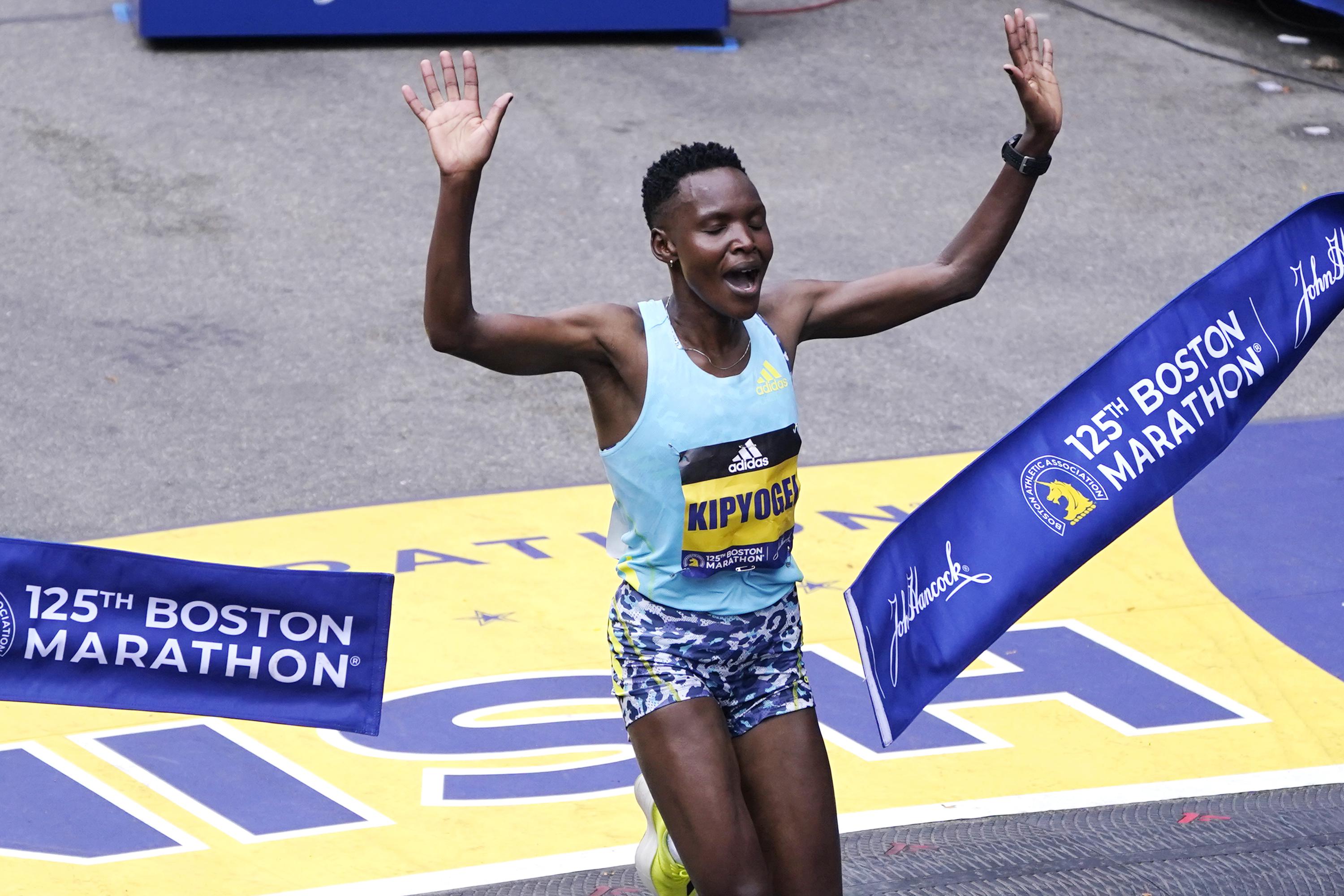 Boston's back: Kenya's Kipyogei wins women's marathon | AP News