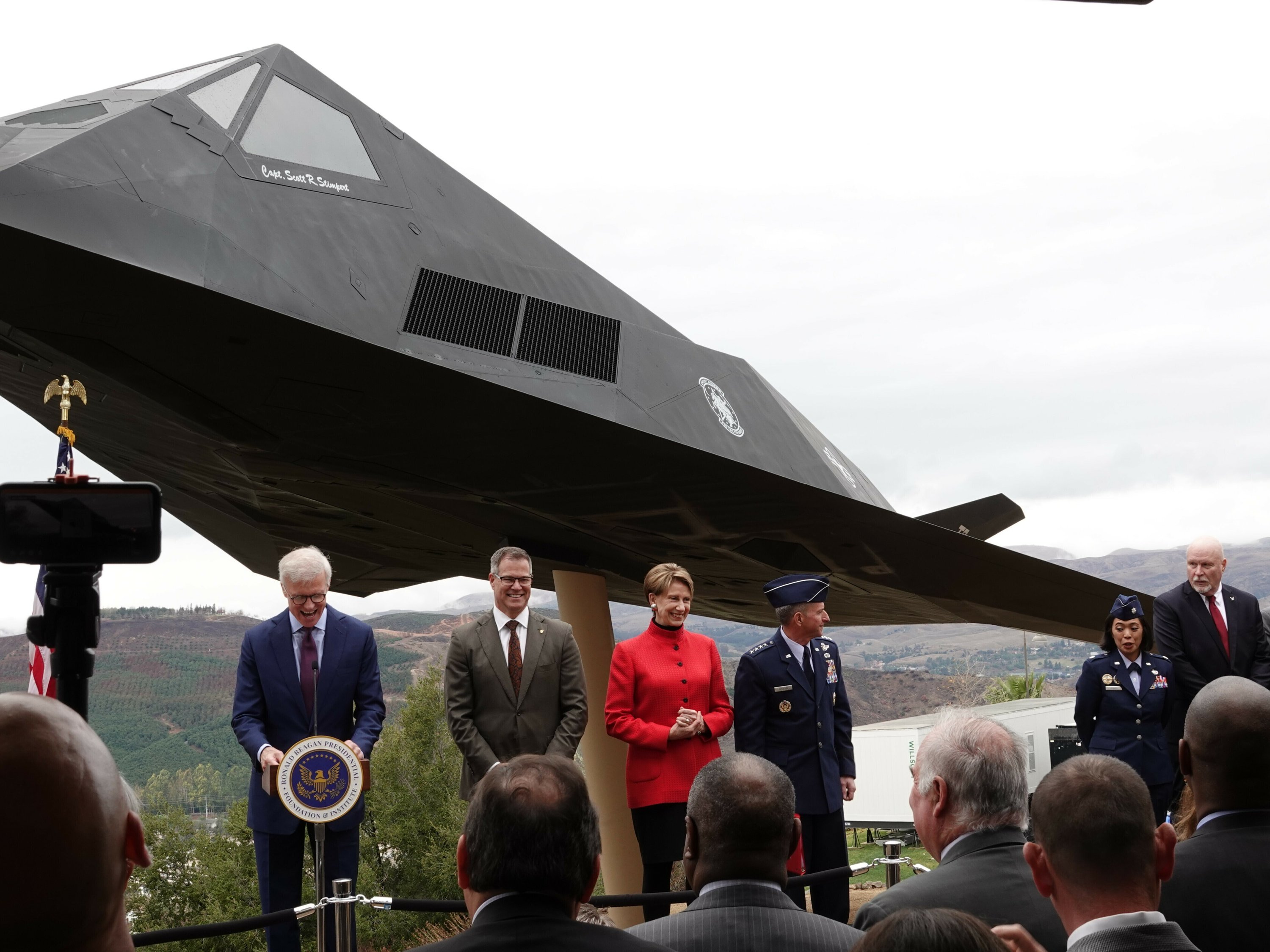Stealth fighter display opens at California's Reagan library | AP News