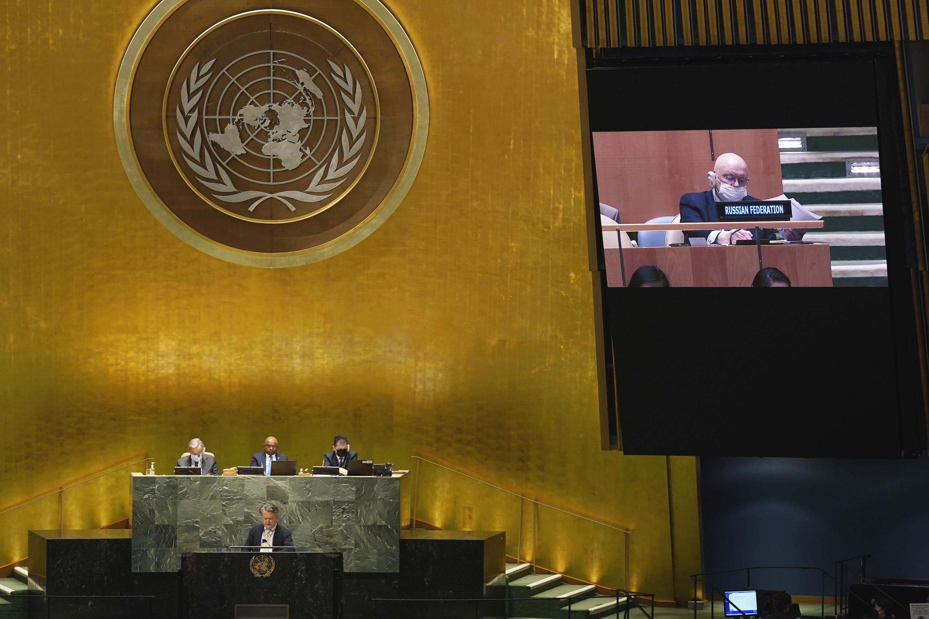 At rare UN session, Russia is pressed to stop war in Ukraine | AP News