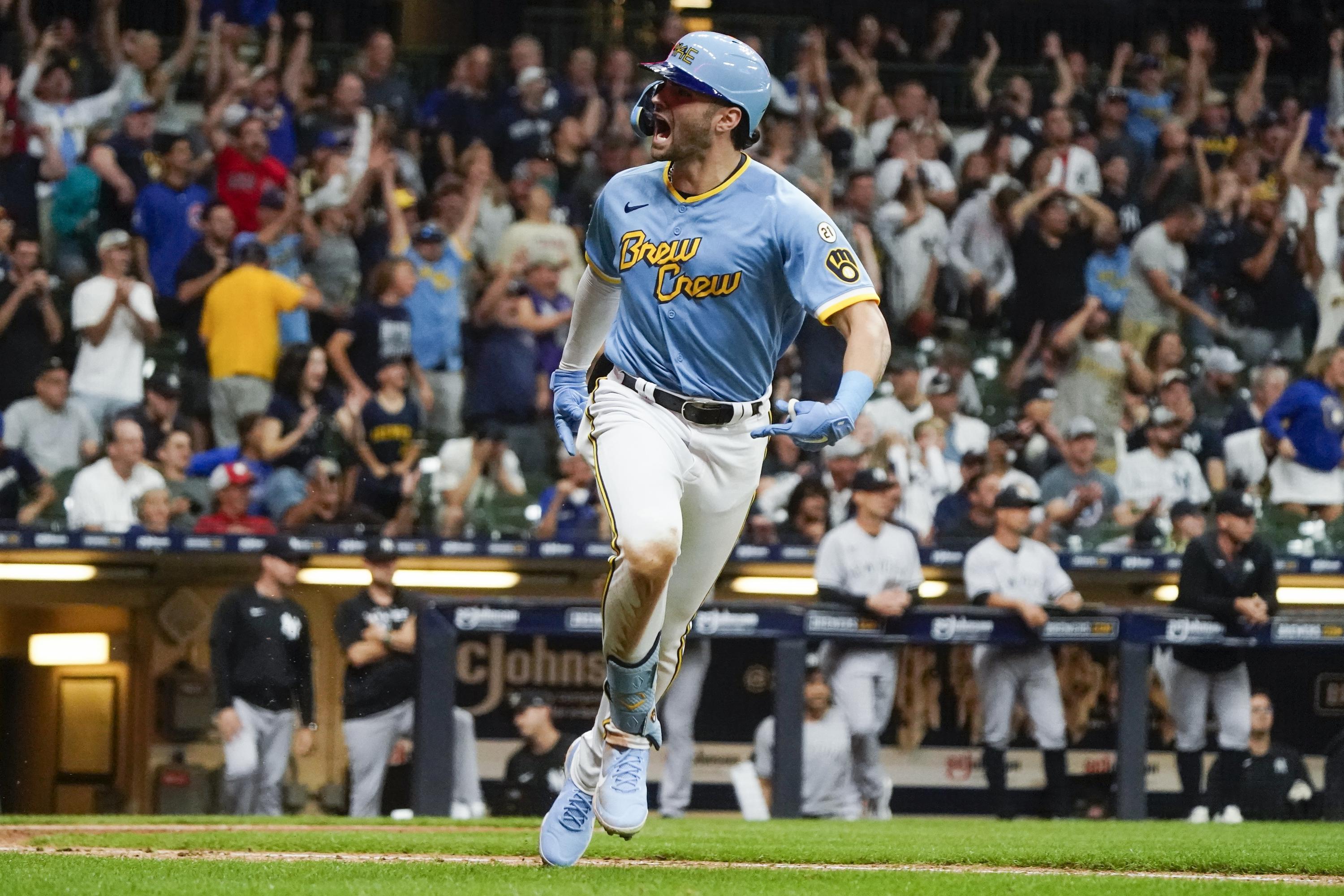 Brewers rally from five runs down to beat Yankees 7-6 | AP News