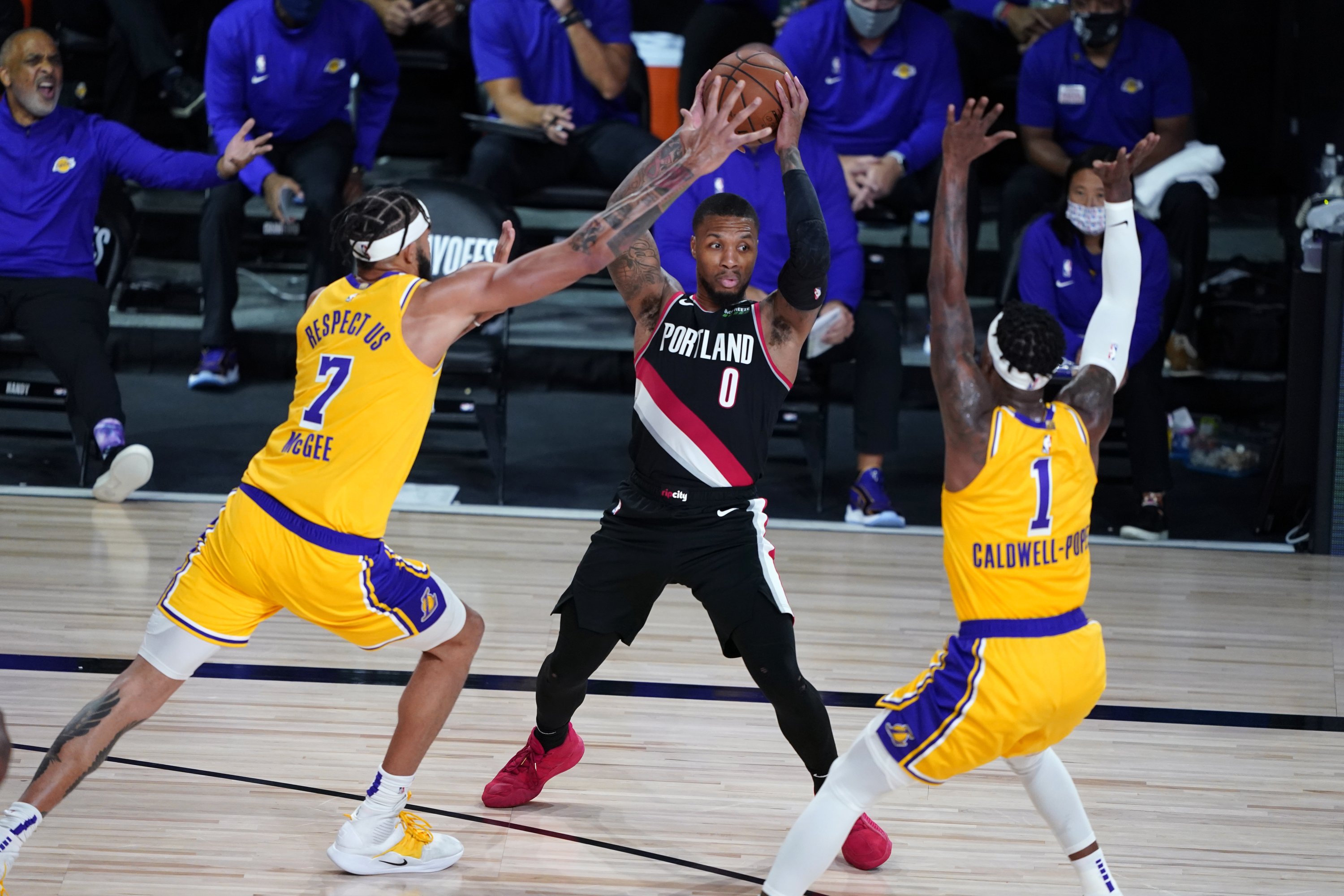 Lillard scores 34 and Blazers beat Lakers 100-93 in Game 1 | AP News