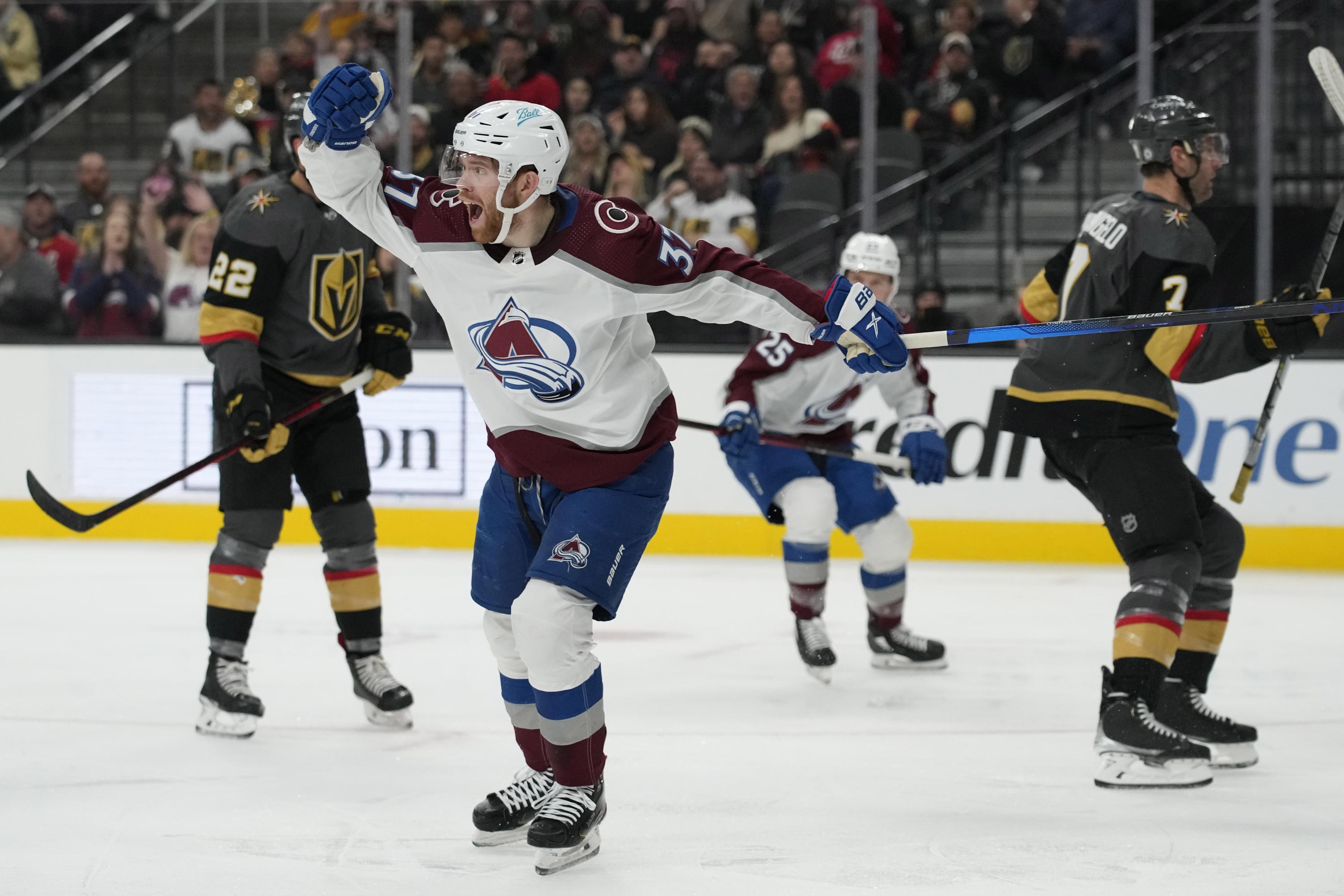 Avs score twice in 26 seconds, rally to beat Vegas 3-2 | AP News