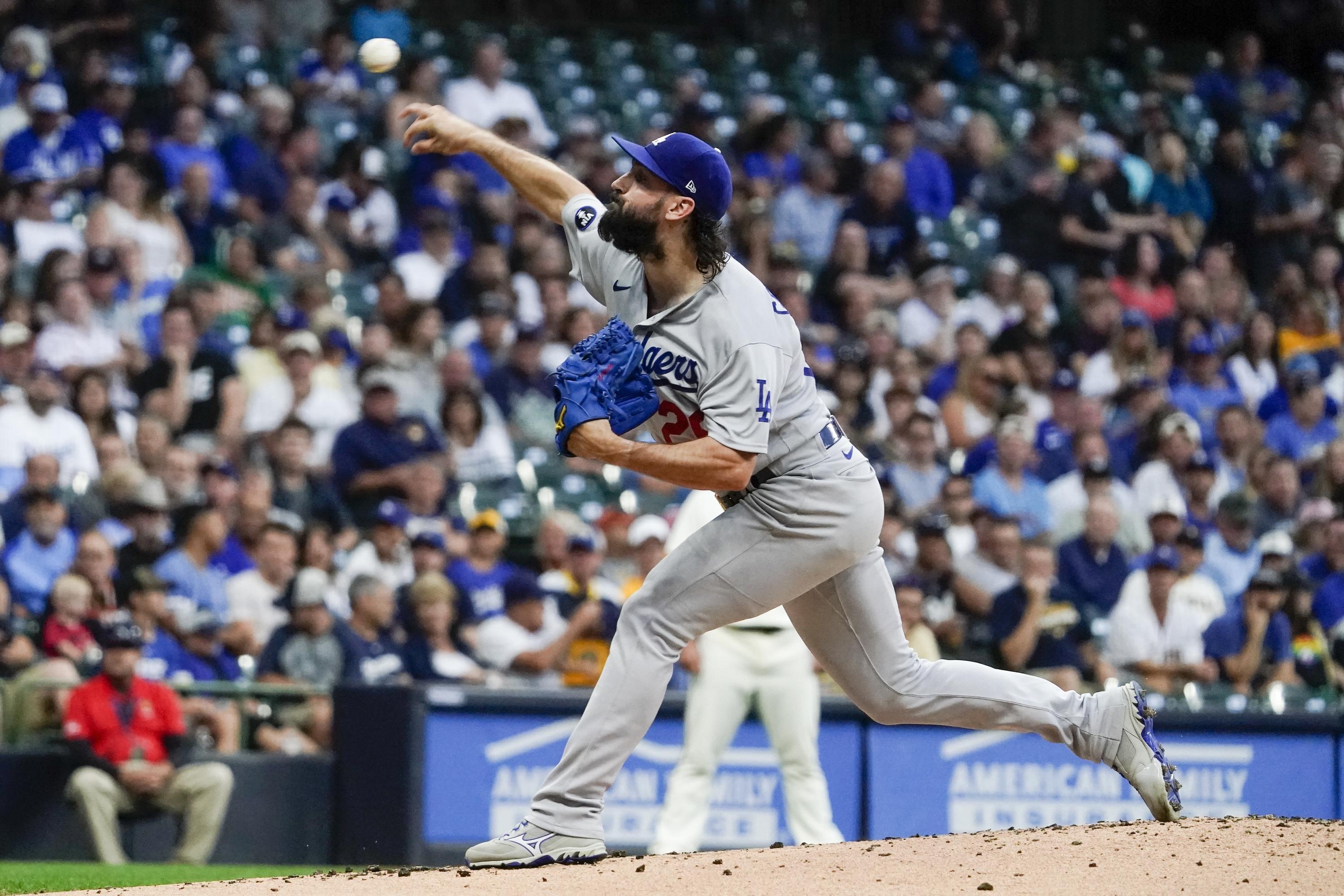 Tony Gonsolin wins 15th as Dodgers nip Brewers 2-1 | AP News