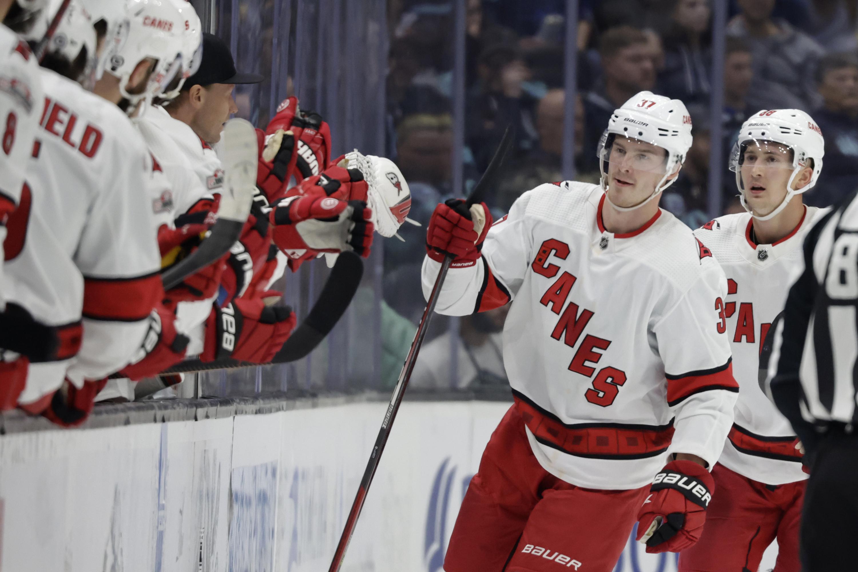 Svechnikov scores twice, Hurricanes blow through Kraken 5-1 | AP News