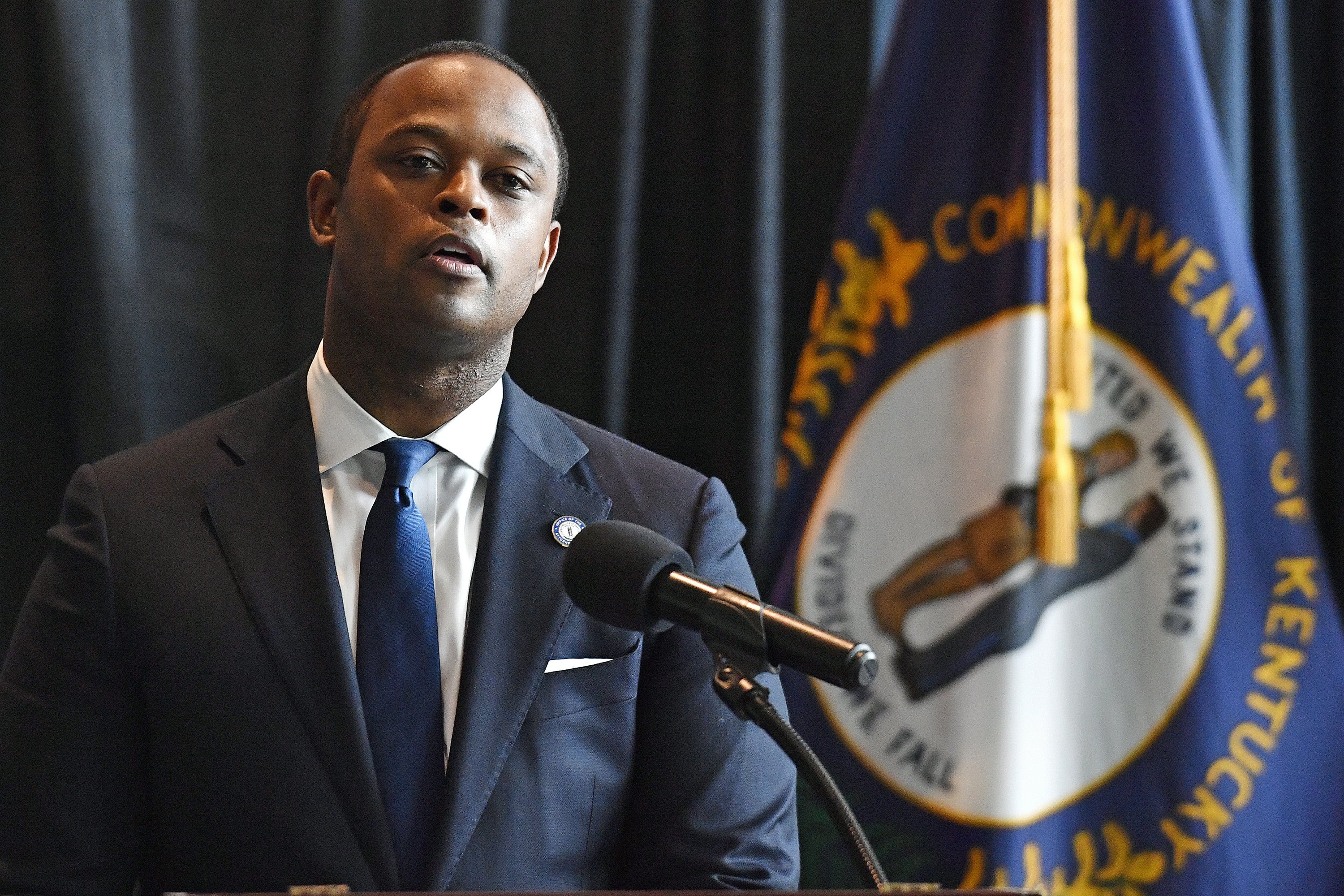 Black attorney general chokes up during Taylor announcement | AP News