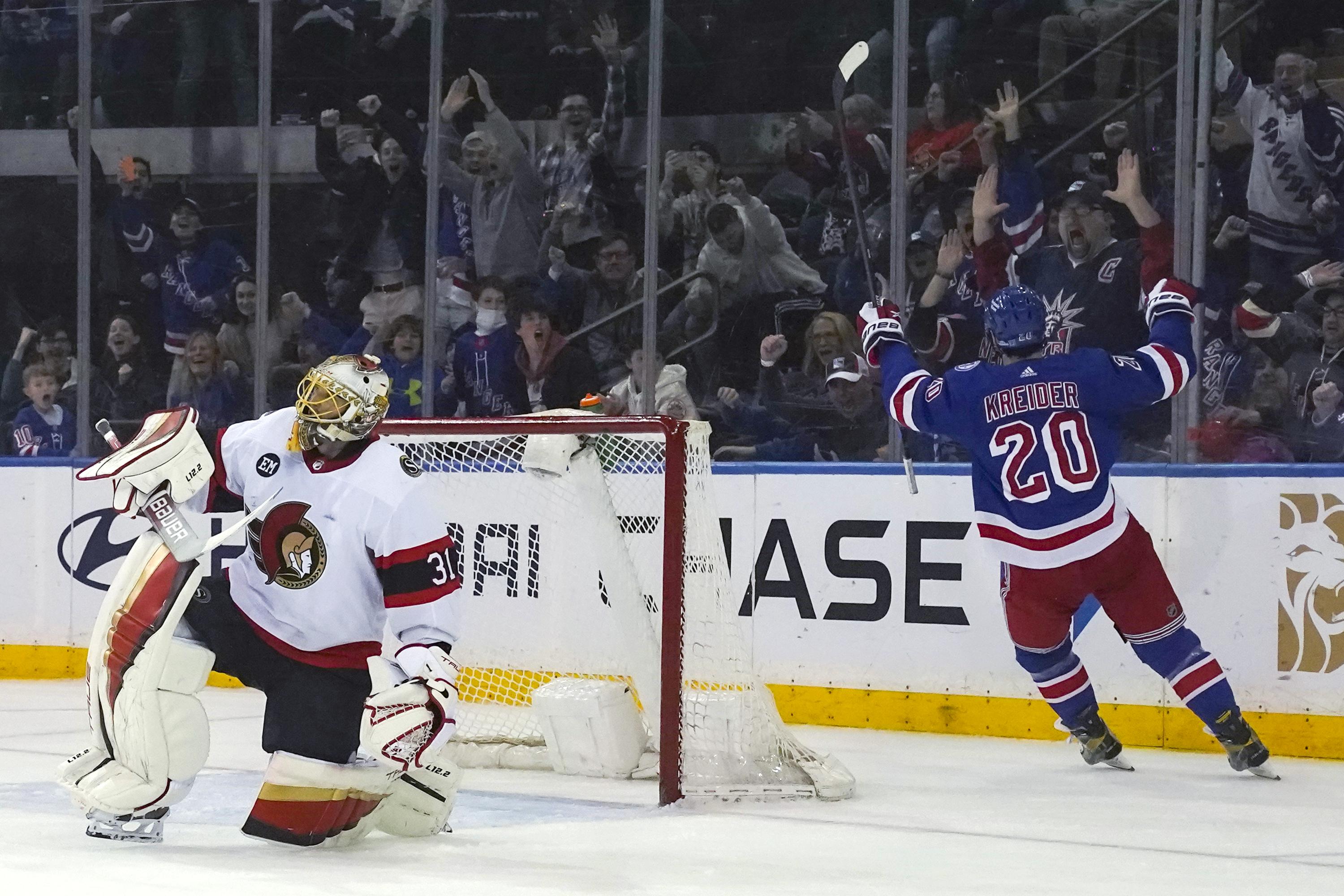 Rangers rout Senators 5-1 to clinch playoff berth | AP News