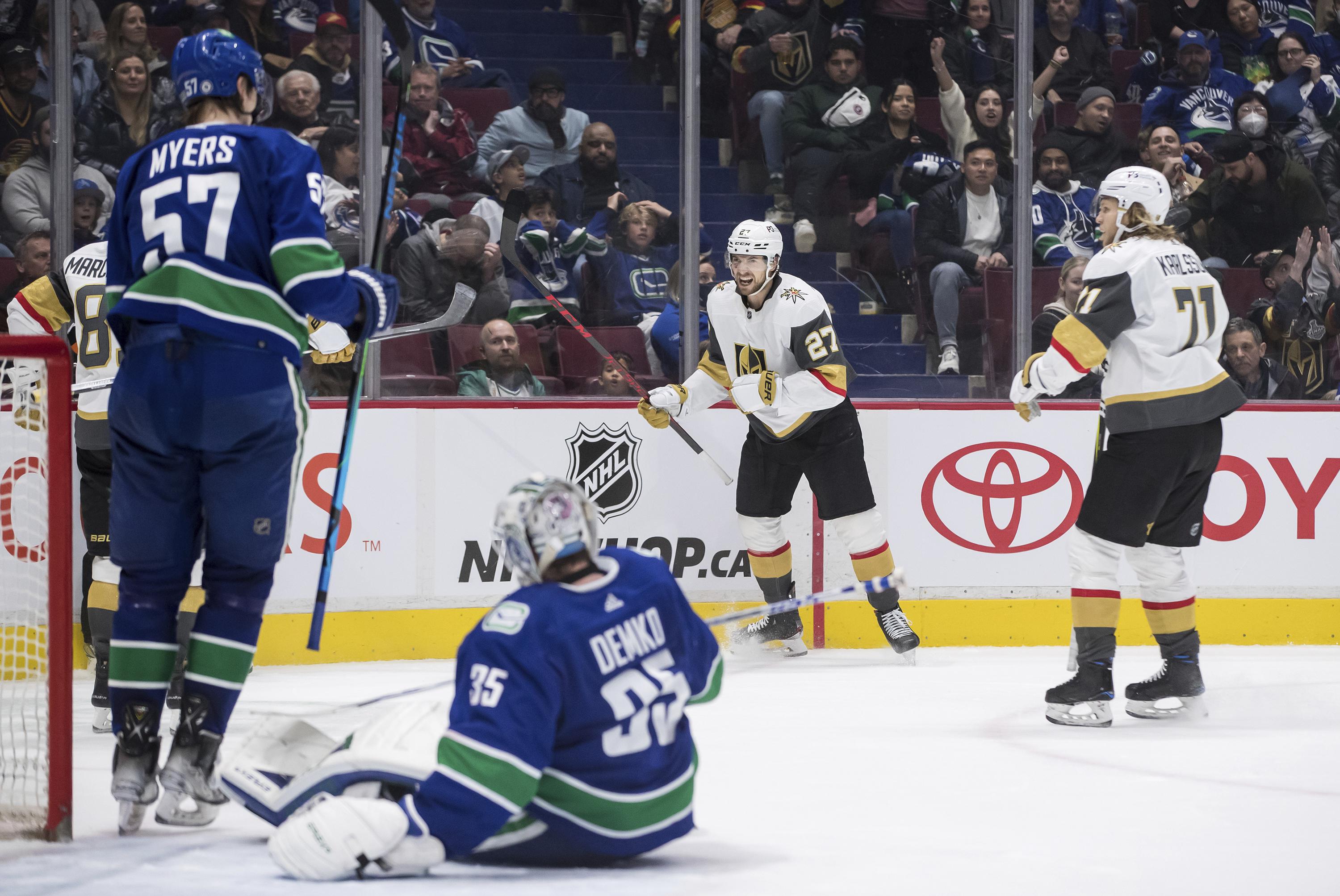 Theodore's goal in OT lifts Golden Knights past Canucks 3-2 | AP News