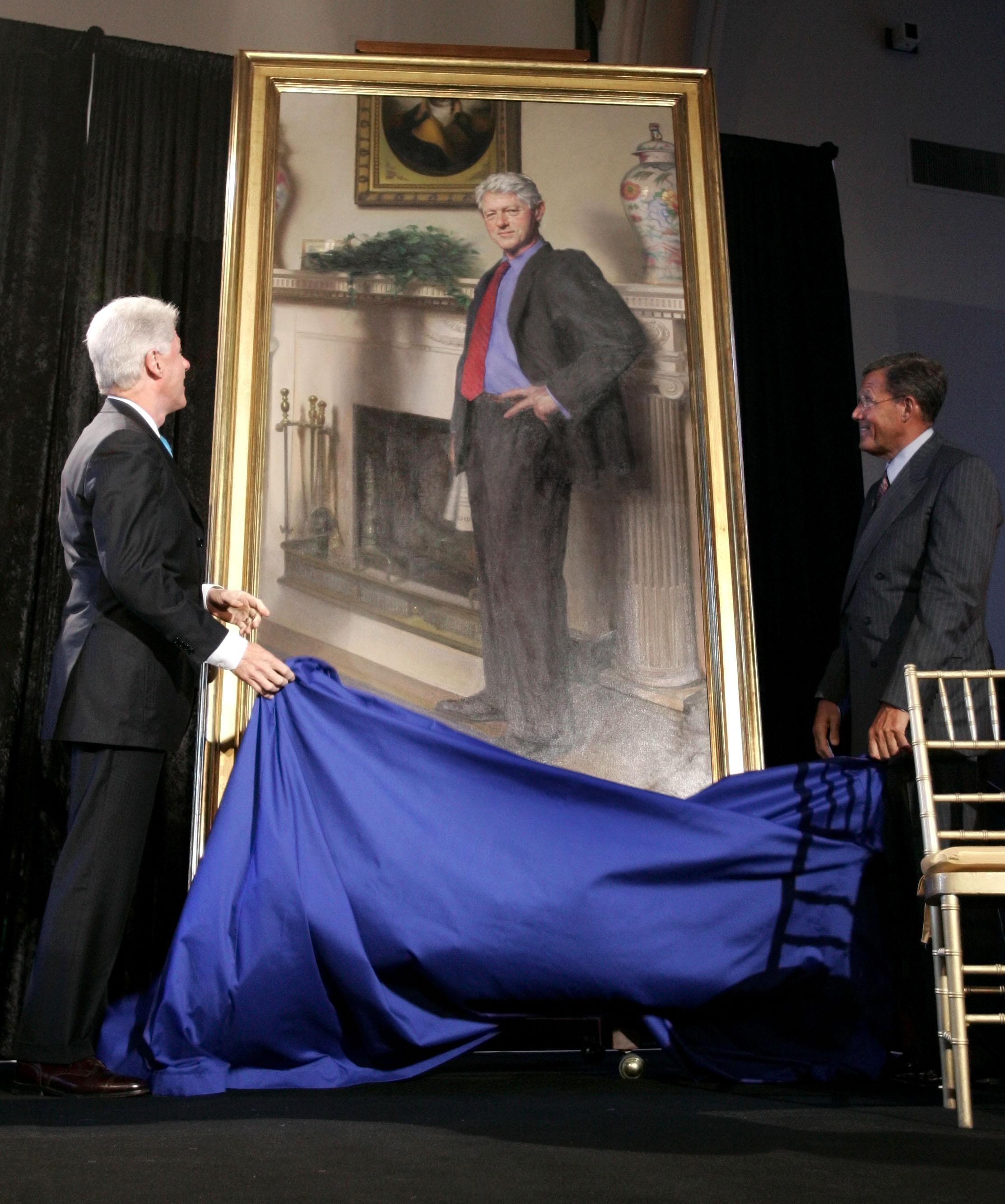 Artist: Clinton museum portrait has nod to Lewinsky's dress | AP News