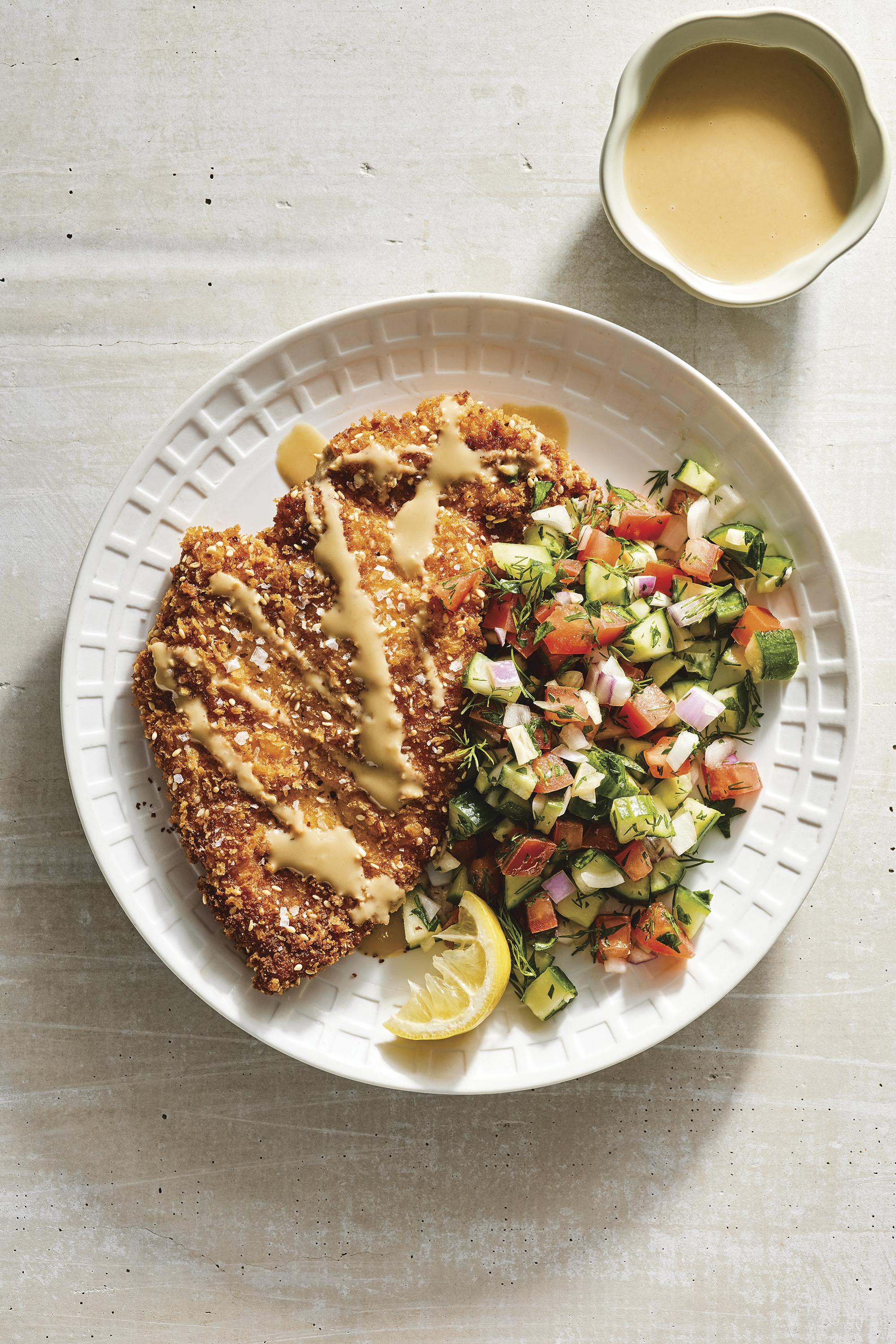 Eitan Bernath's Israeli-Style Sesame Schnitzel with salad | AP News