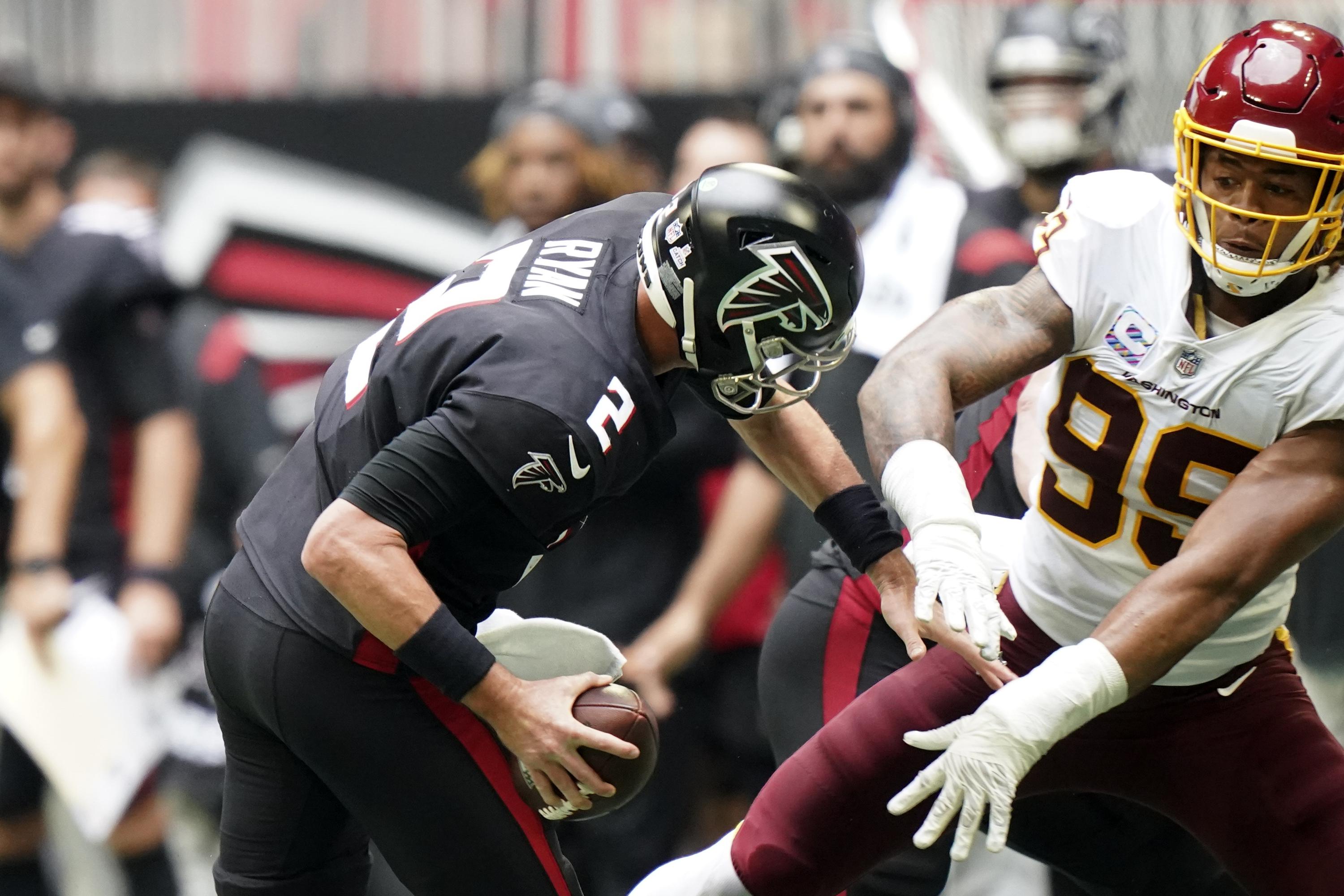 Falcons fizzle with Patterson on sideline late in game | AP News