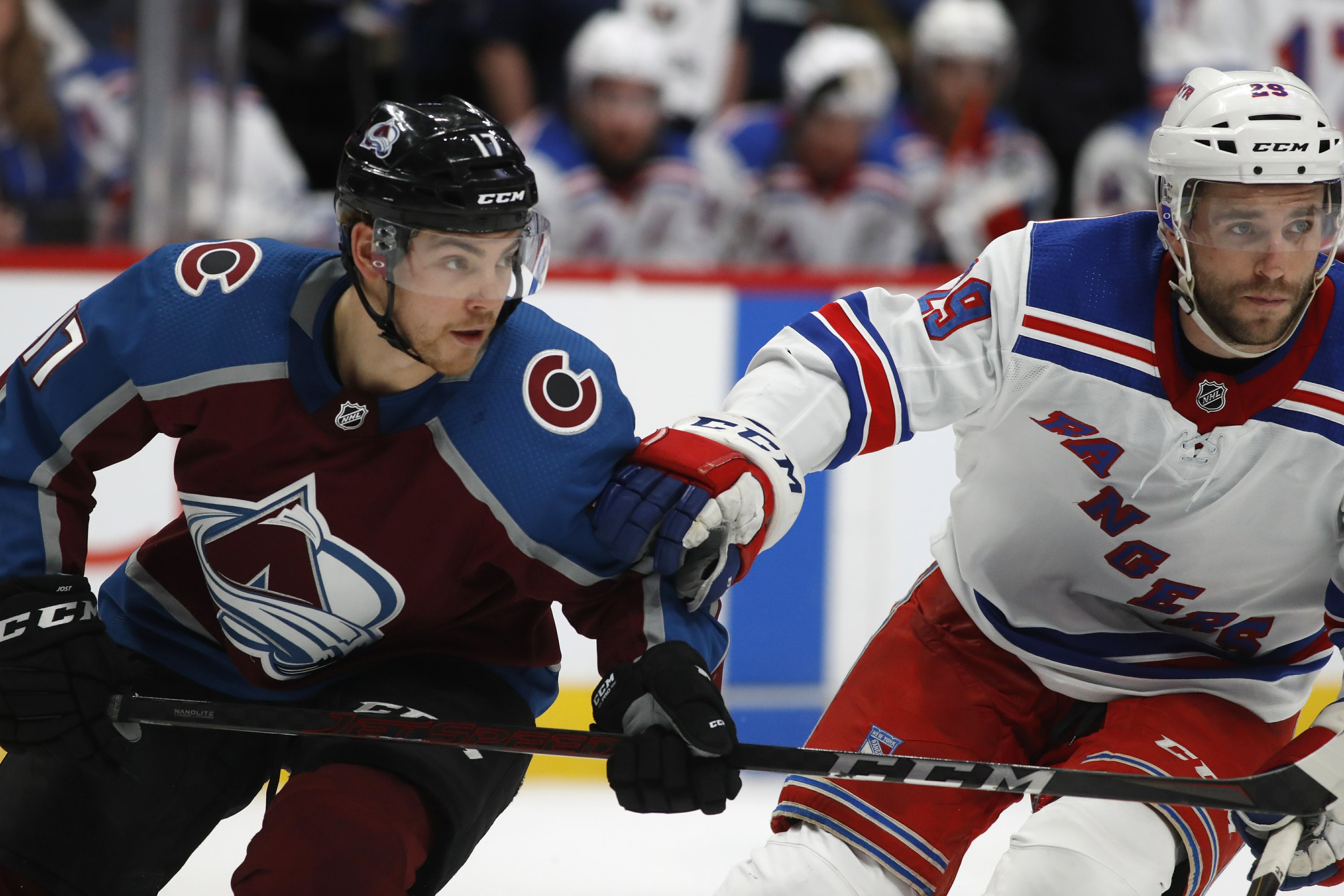 Compher's OT goal lifts Avs over Rangers, 3-2 | AP News