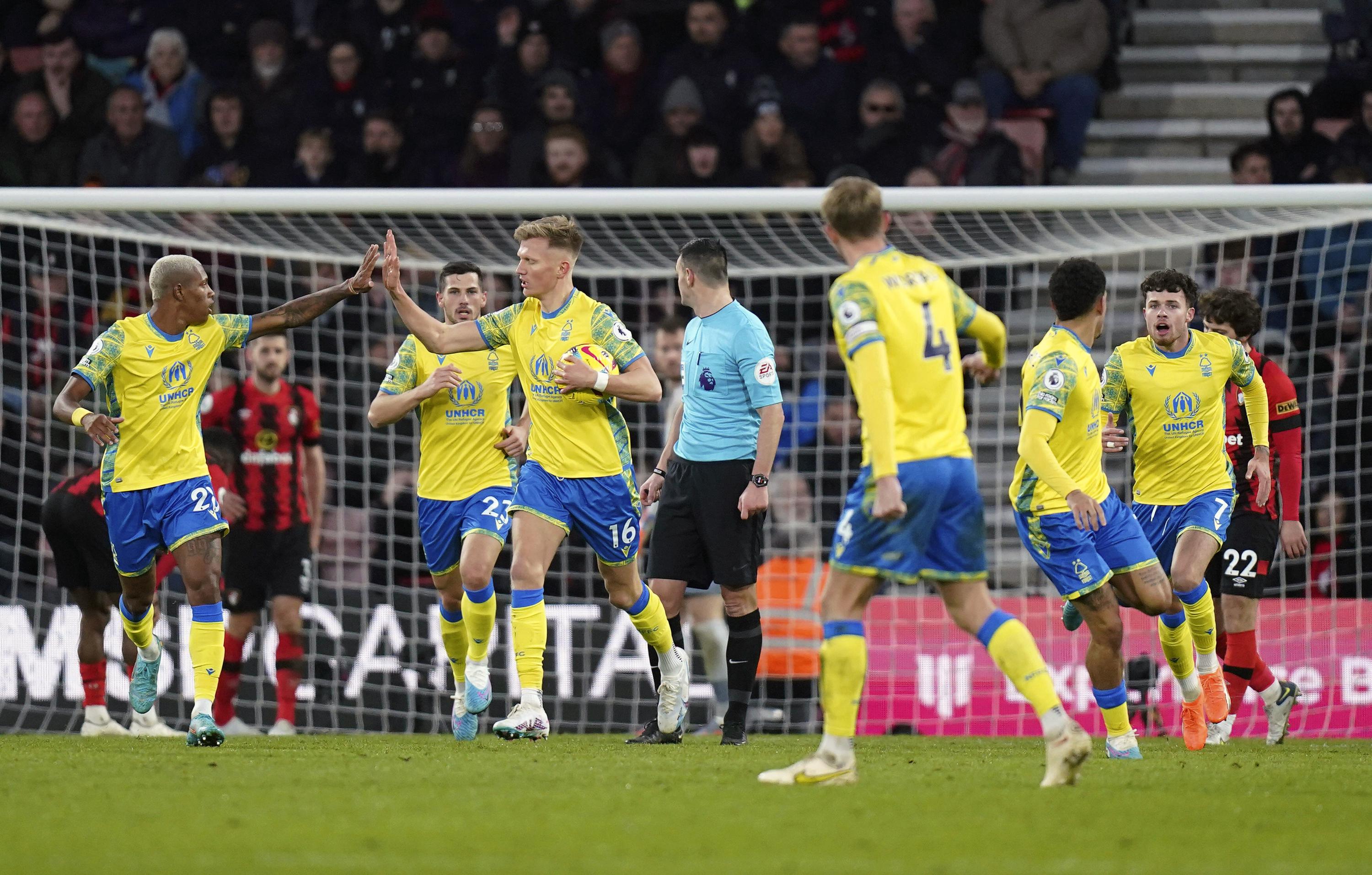 Surridge seals point for Forest in 1-1 draw with Bournemouth | AP News