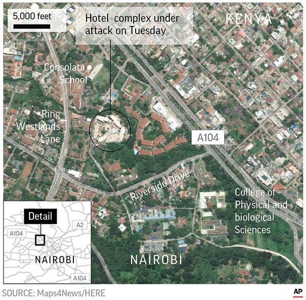 Death toll in Nairobi attack climbs to 21, plus 5 attackers – Eye ...