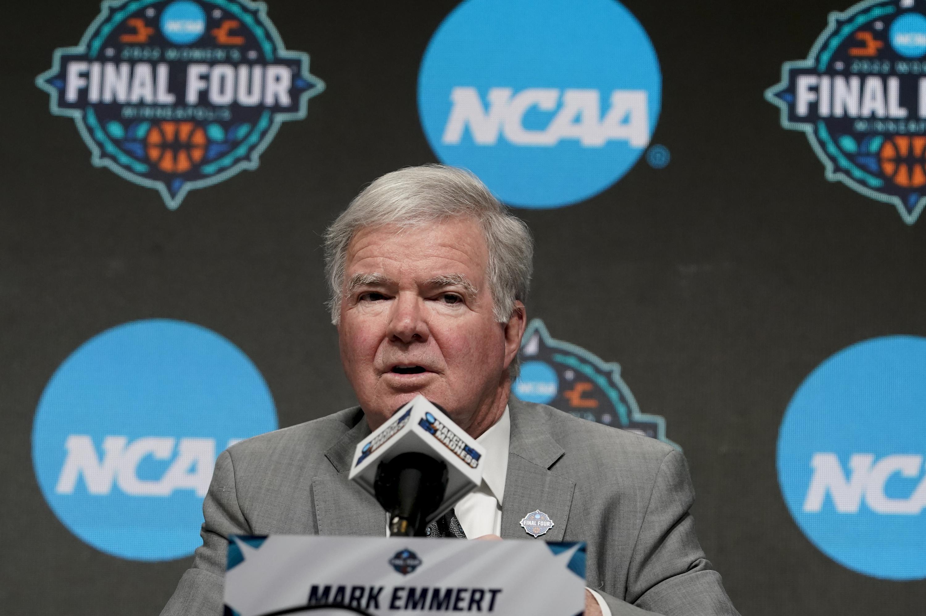 Emmert claims progress in women's NCAAs, not close on pay | AP News