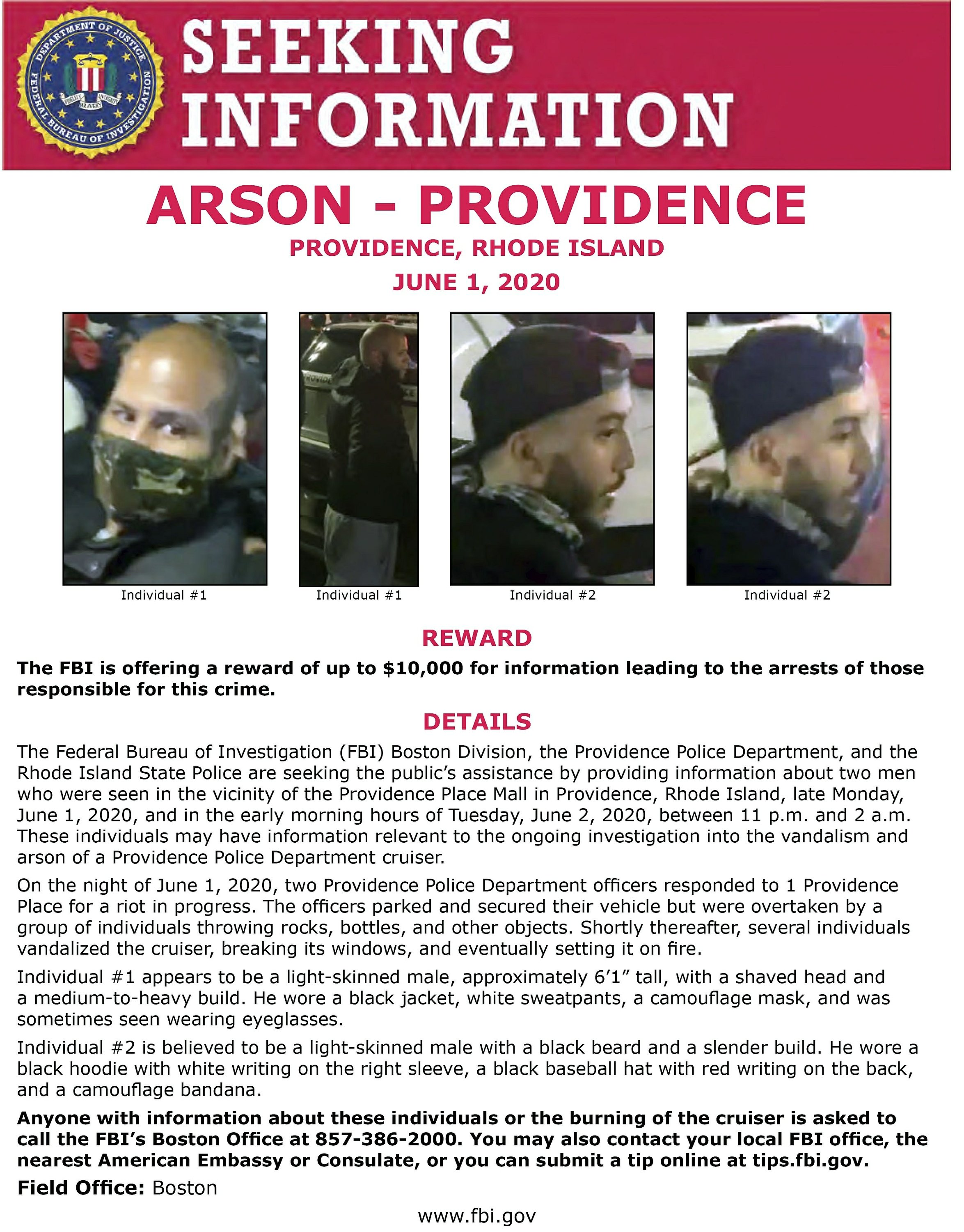 FBI offers $10,000 for information on police cruiser arson | AP News