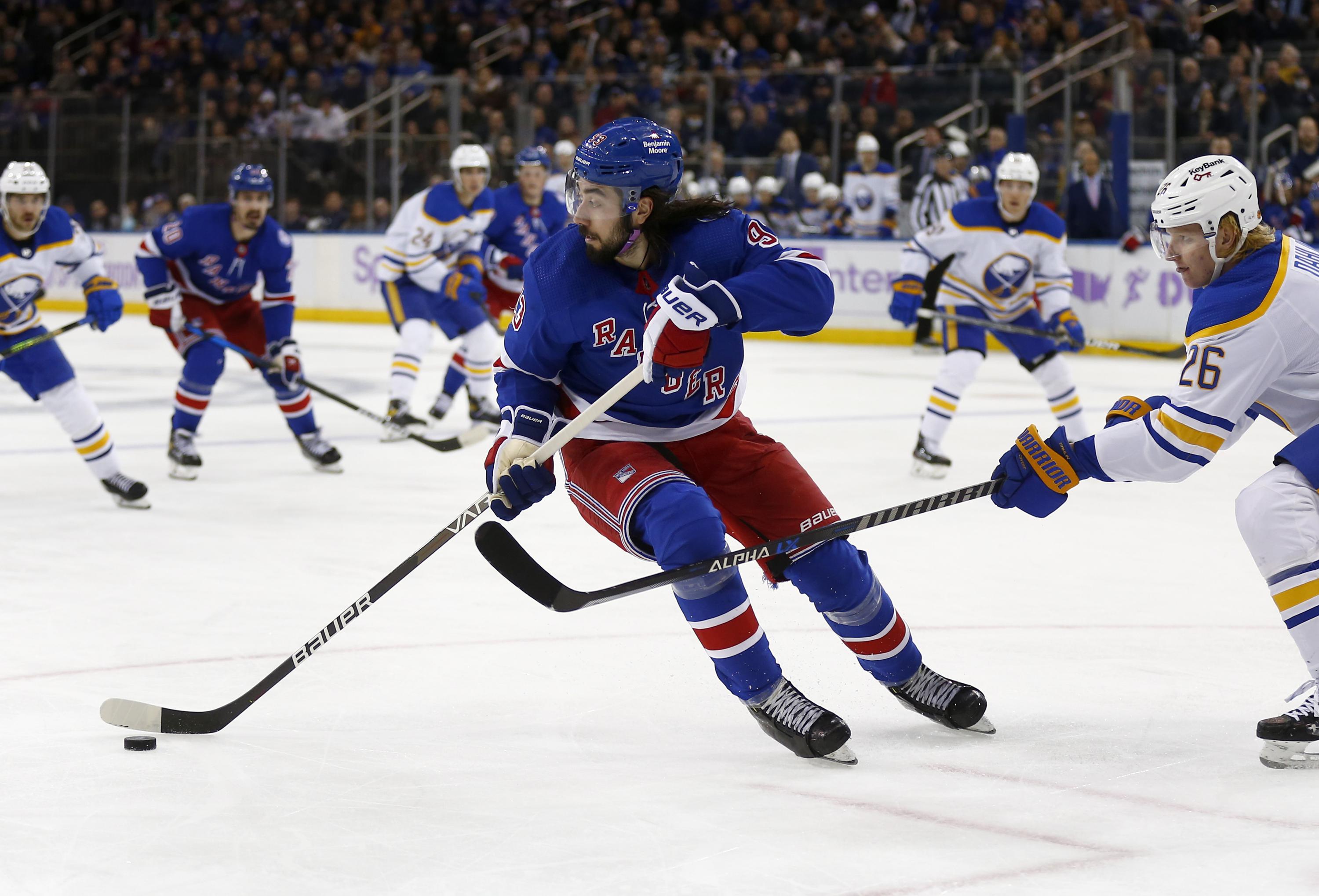 Rangers stun Sabres with last-second goal to win 5-4 | AP News