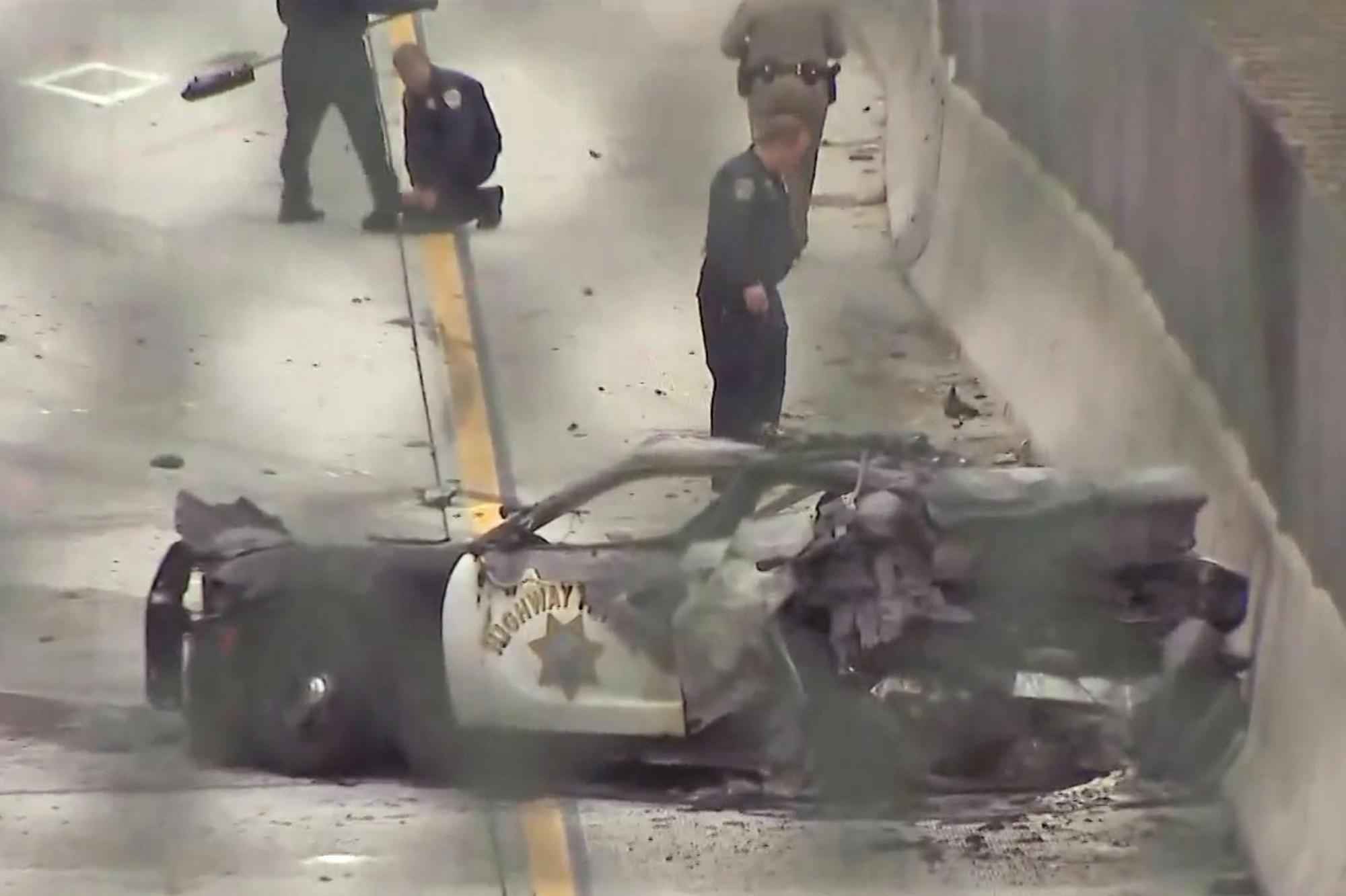 3 California Highway Patrol officers hurt in fiery wreck | AP News
